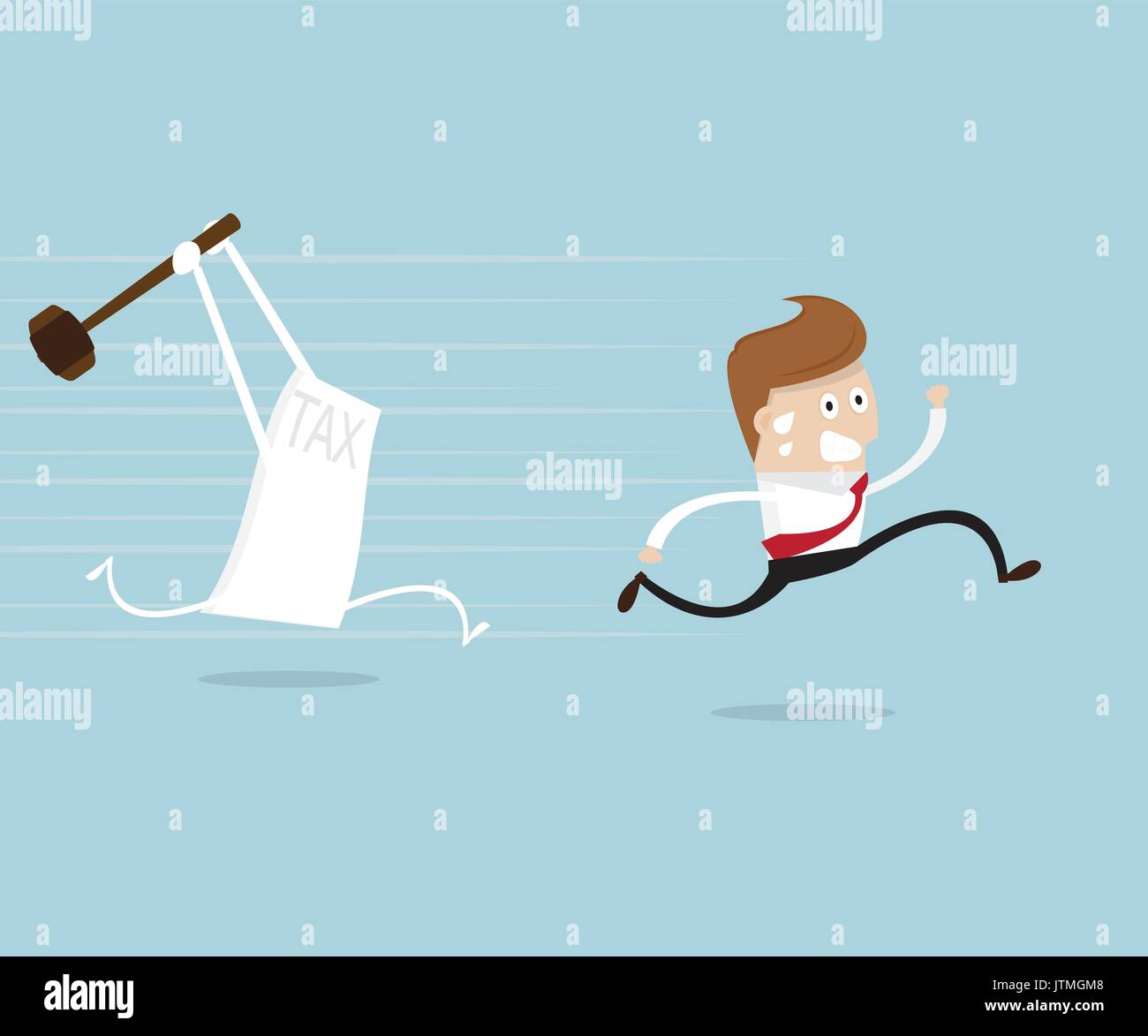 businessman running away from tax holding hammer, business concept ...