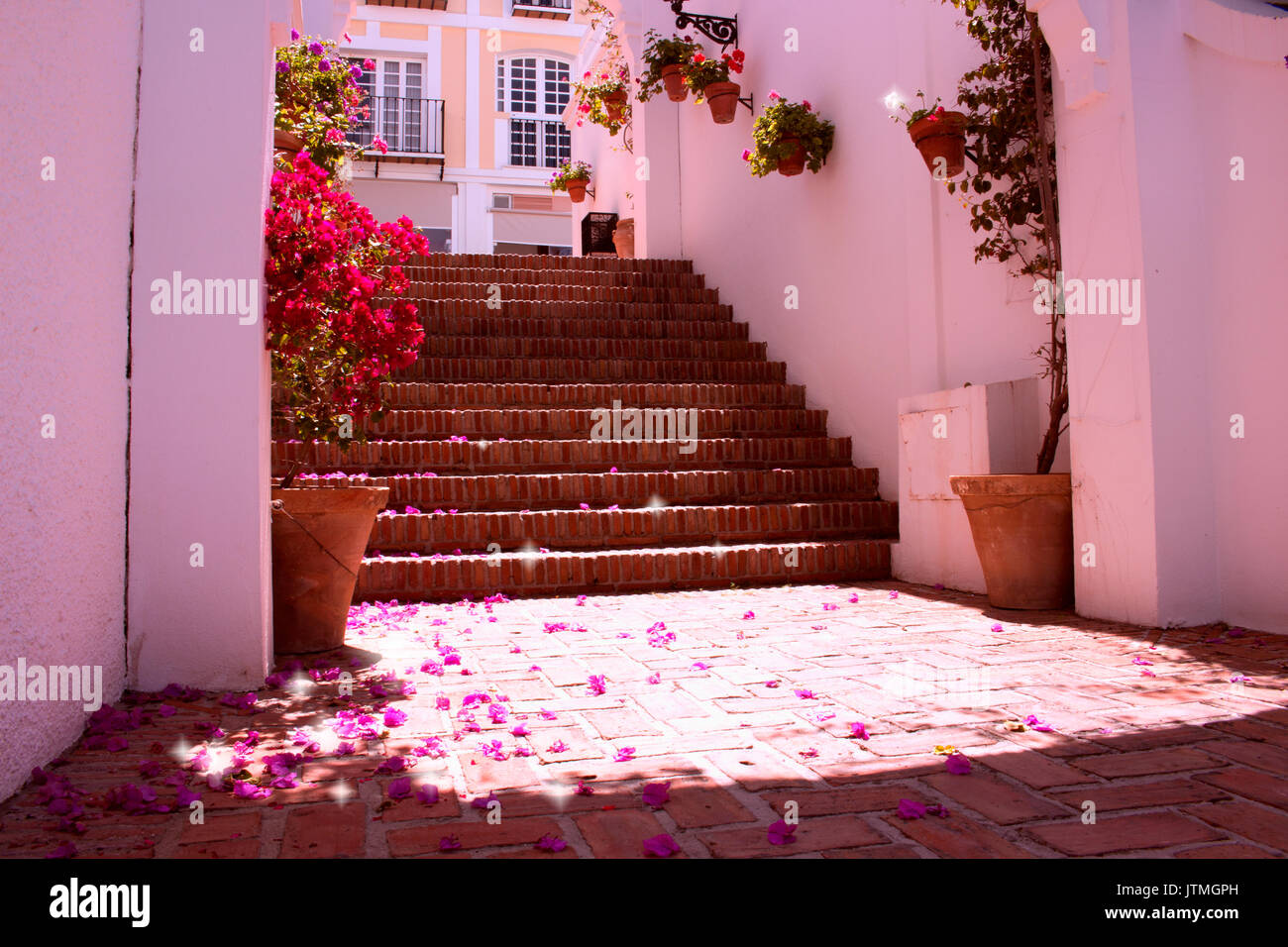 Stairs. Beautiful Spanish village. Costa del Sol, Andalusia, Spain ...