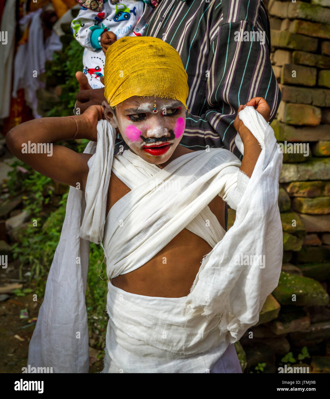 Kathmandu,Nepal - August 8,2017:Gai Jatra is a carnival of dancing ...