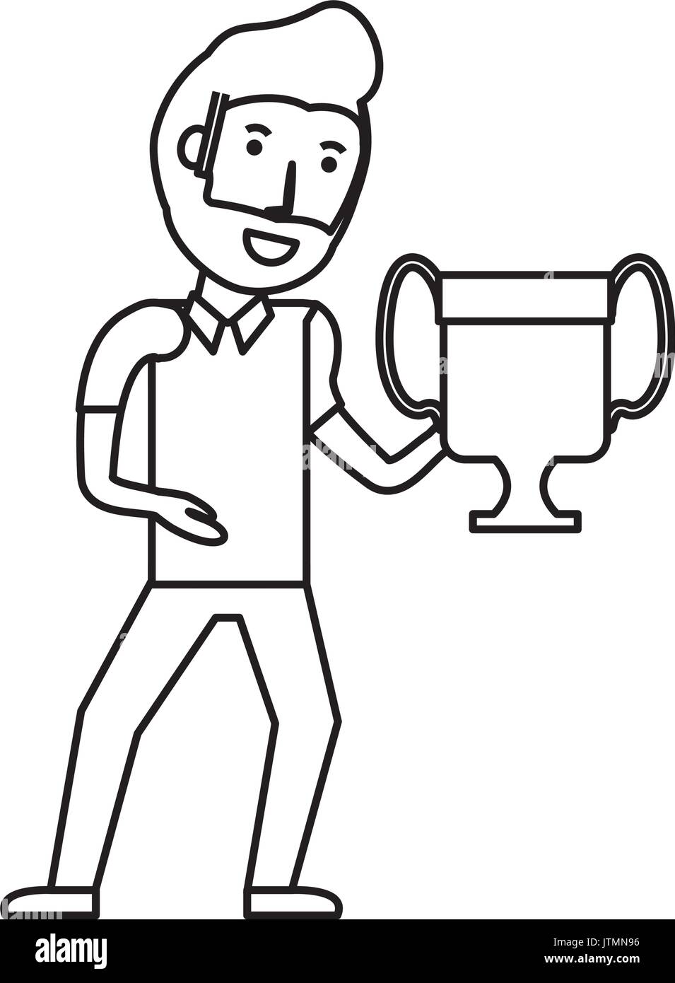 Man with trophy cup cartoon Stock Vector Image & Art - Alamy