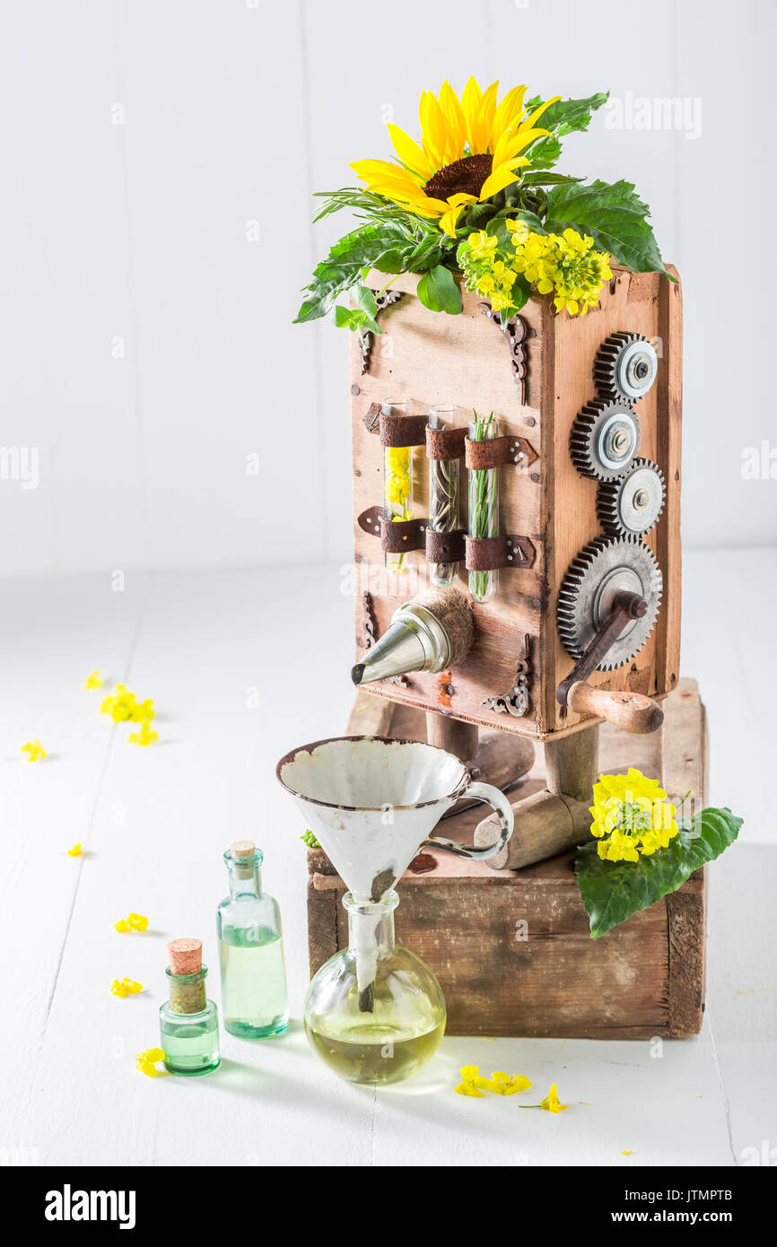 Unique virgin oil machine in old basement Stock Photo - Alamy