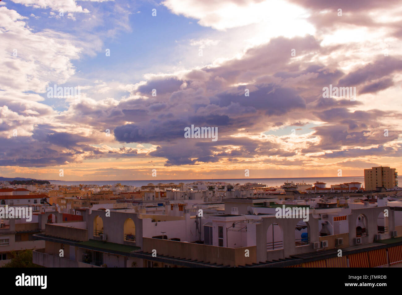 Sky. Beautiful clouds and sea. Costa del Sol, Andalusia, Spain Stock ...