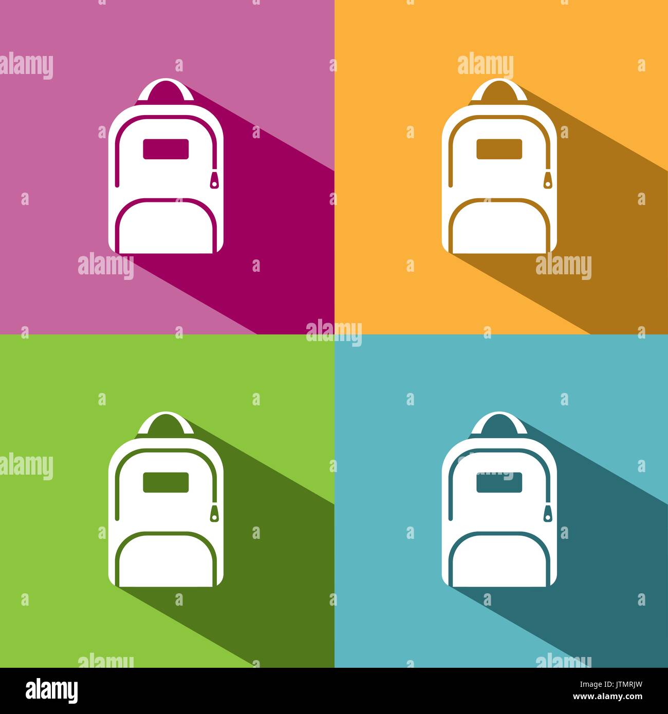Backpack icon with shadow on colored backgrounds Stock Vector Image ...