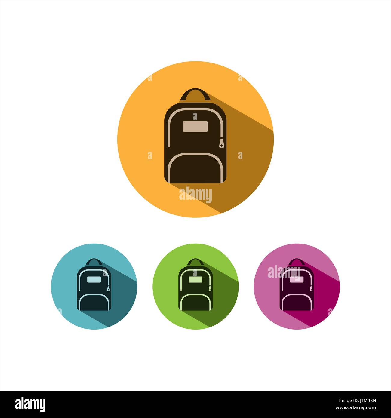 Backpack icon with shadow on colored circles Stock Vector Image & Art ...