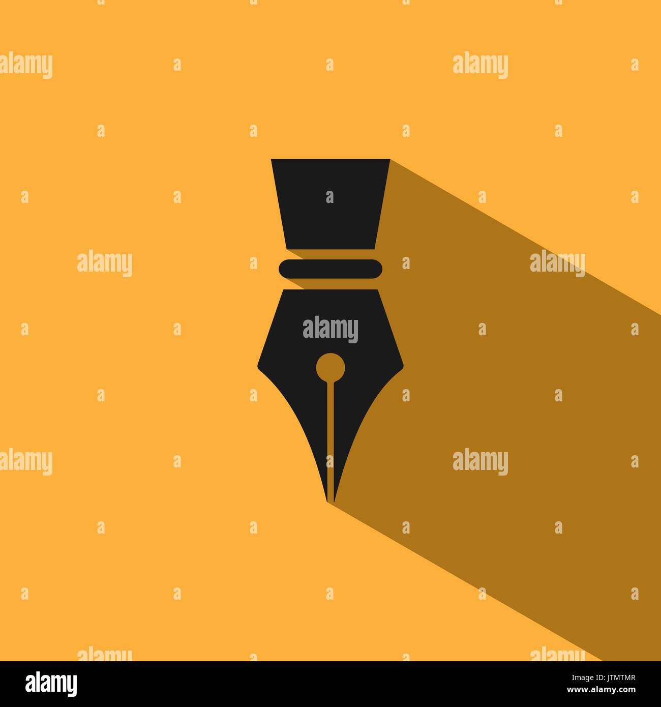 Fountain pen icon with shadow on yellow background Stock Vector Image ...