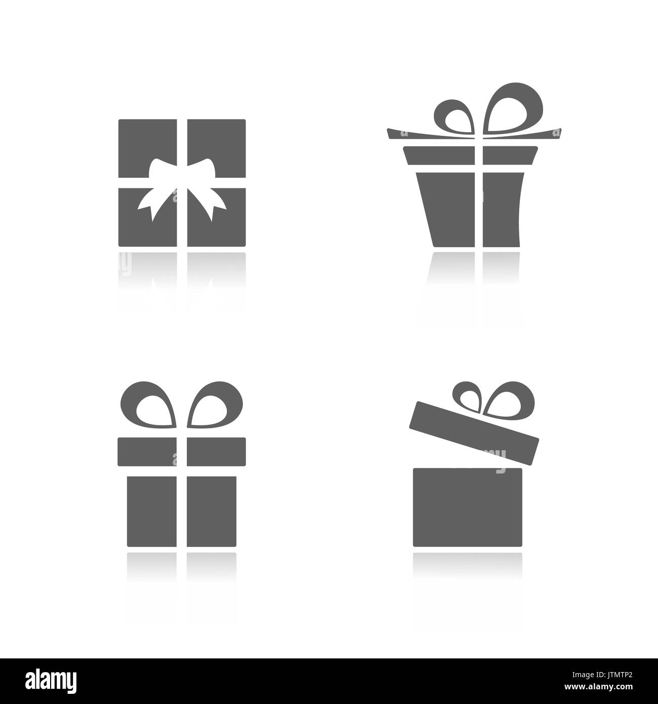 Gifts icons set with reflection on white background Stock Vector Image ...