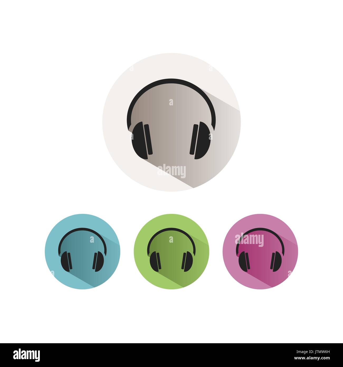 Headphones icon on colored buttons and white background Stock Vector ...