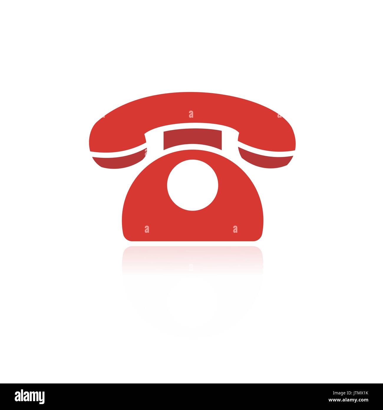 Red phone icon with reflection on a white background Stock Vector Image ...