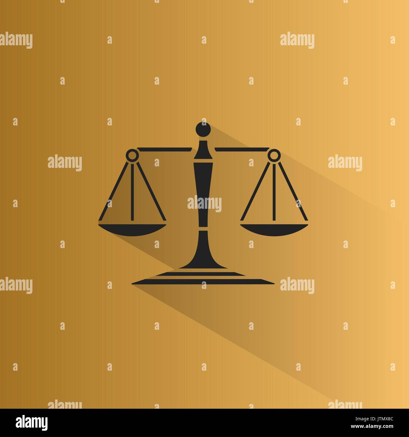 Scales of justice icon with shadow on a yellow background Stock Vector ...