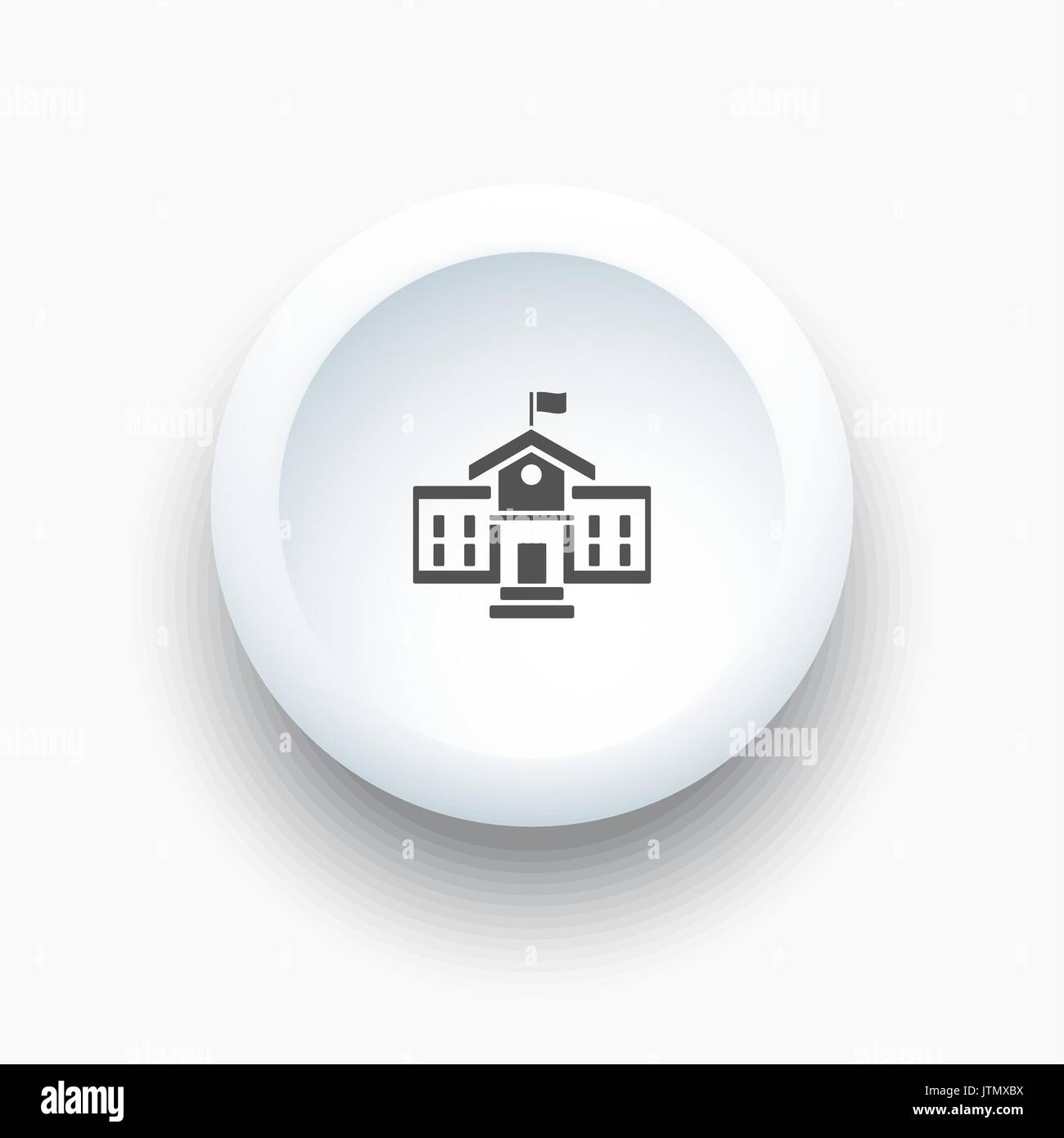 School building icon on a 3D white button Stock Vector Image & Art - Alamy
