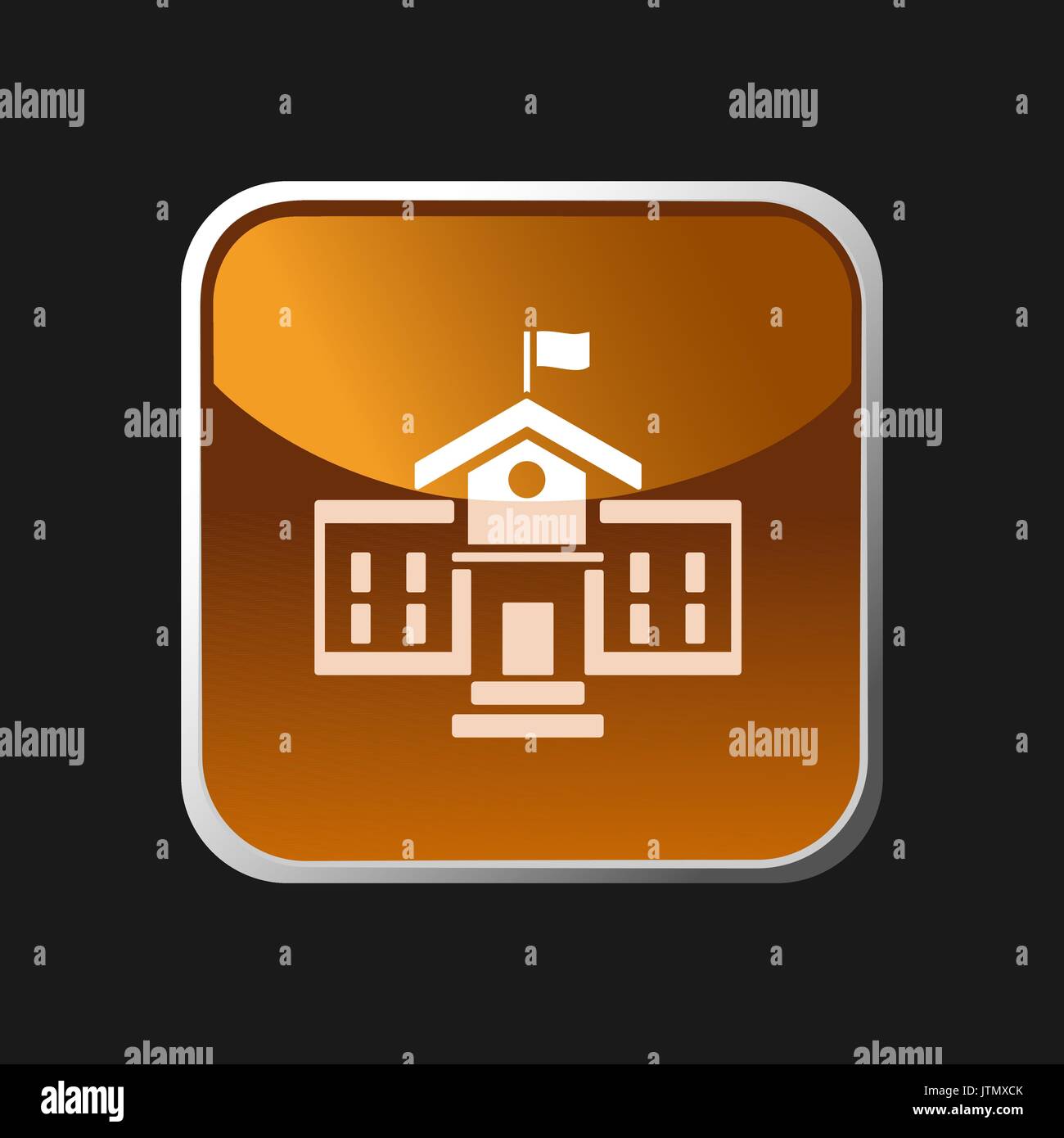 School building icon on a square button Stock Vector Image & Art - Alamy