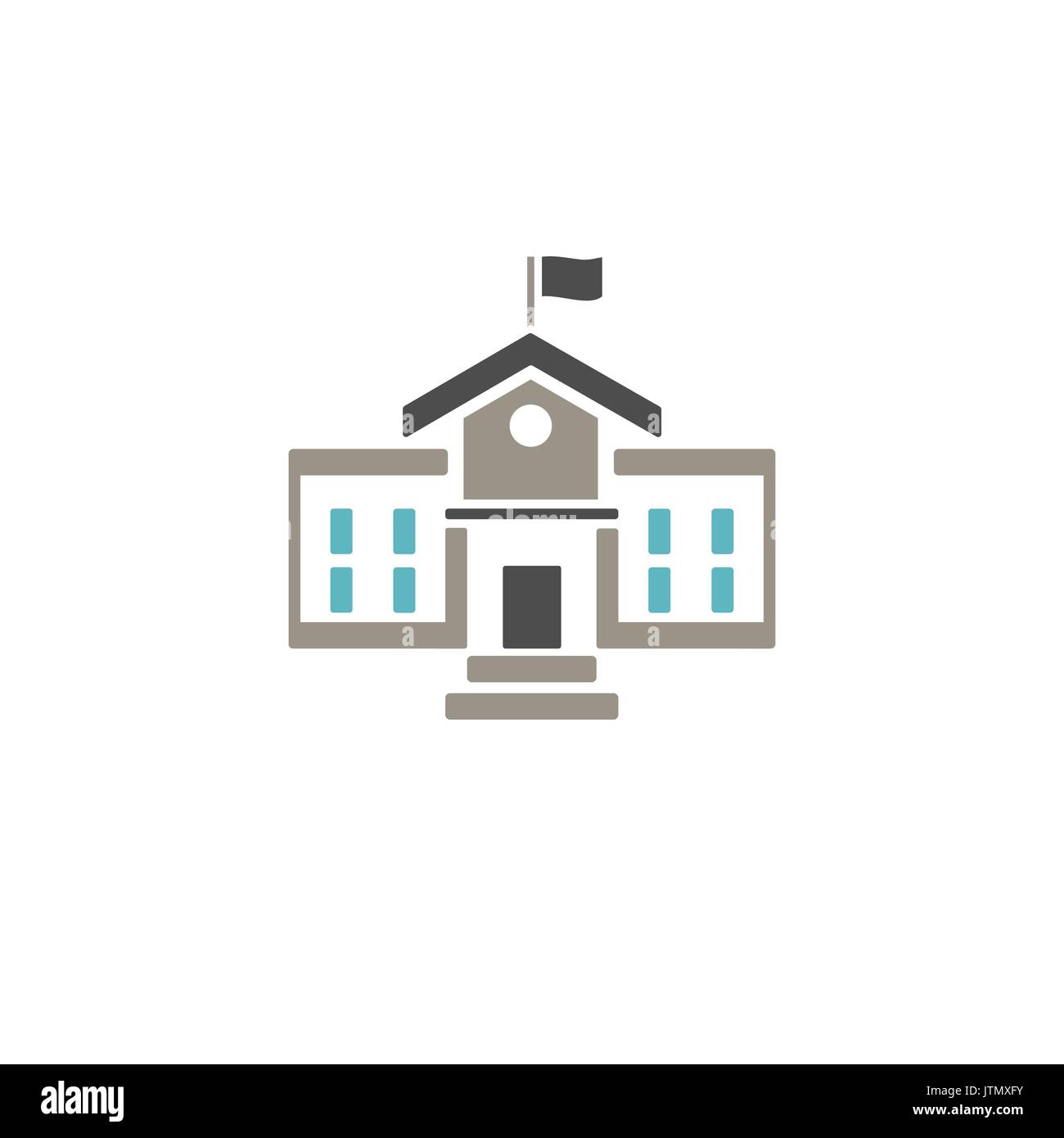 School building icon with color on white background Stock Vector Image ...