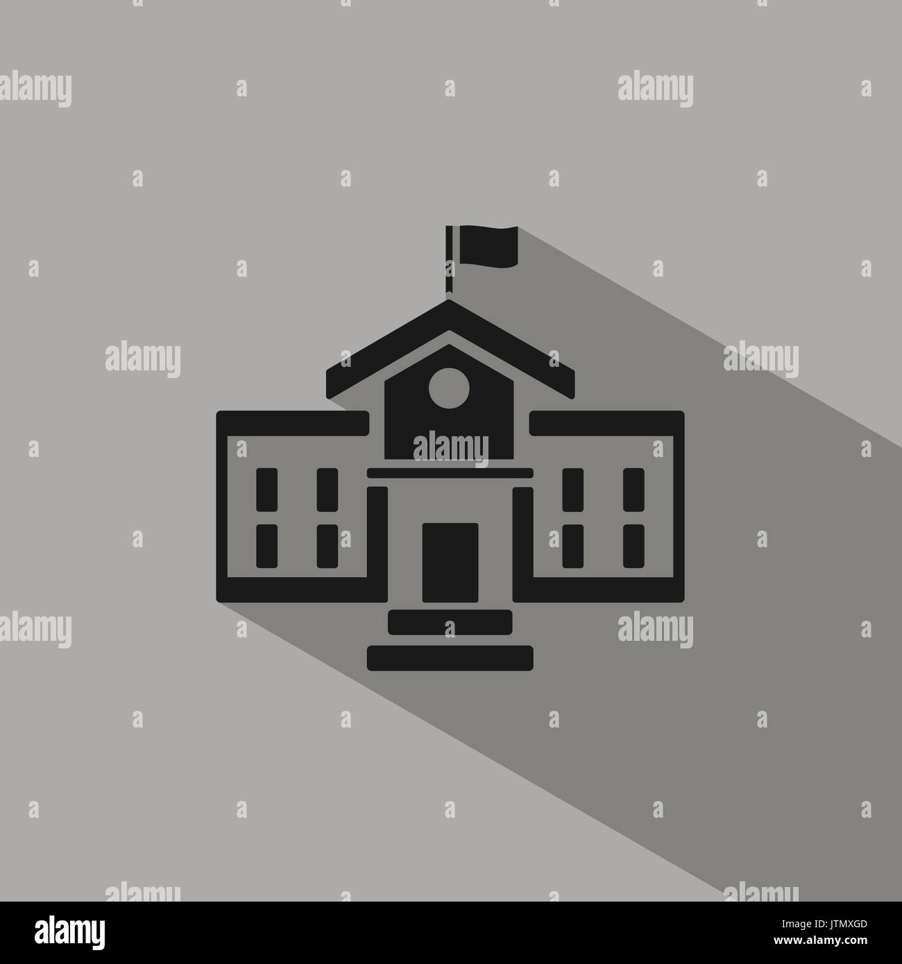 School building icon with shadow on grey background Stock Vector Image ...