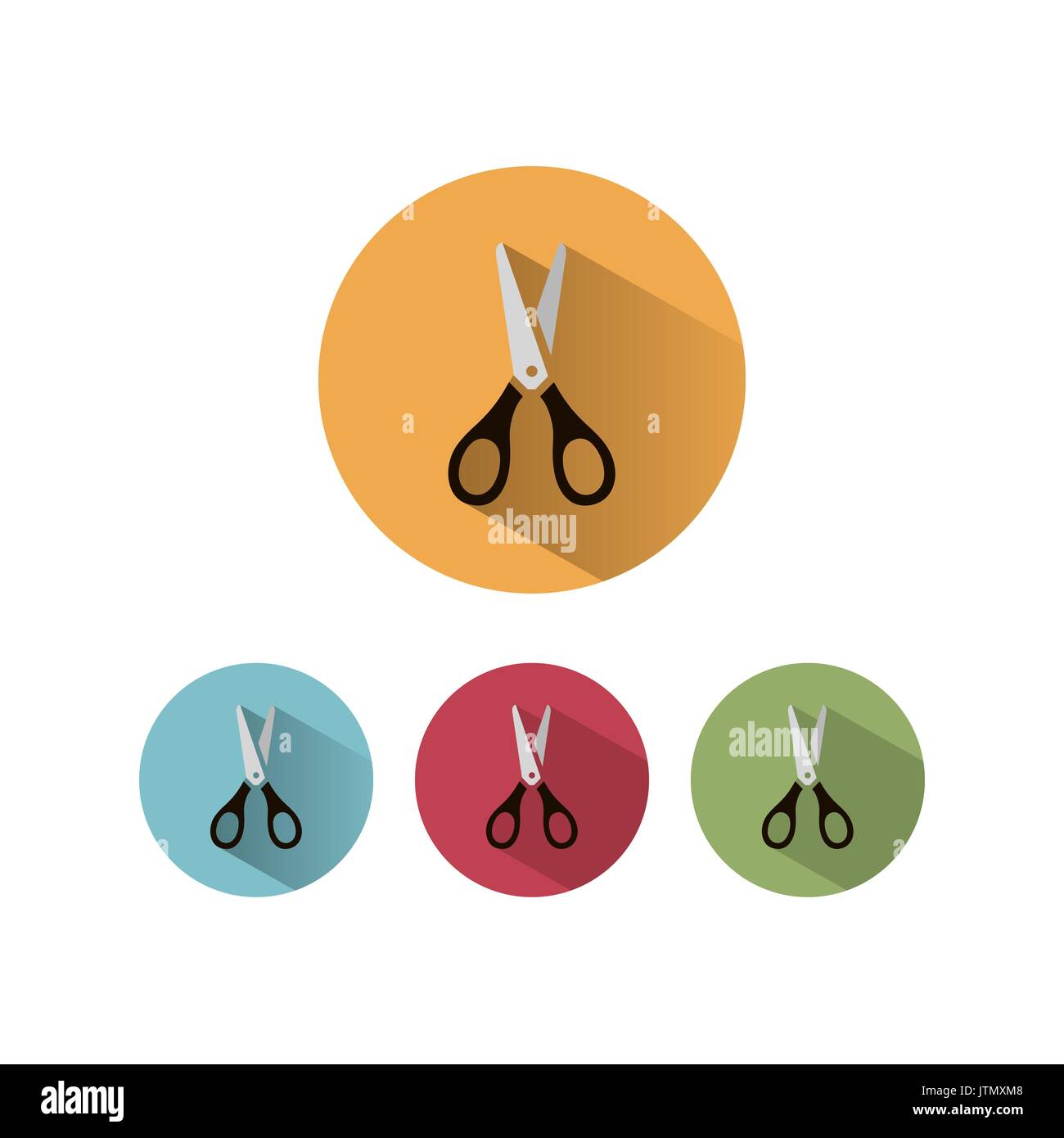 Scissors icon with shadow on colored circles Stock Vector Image & Art ...