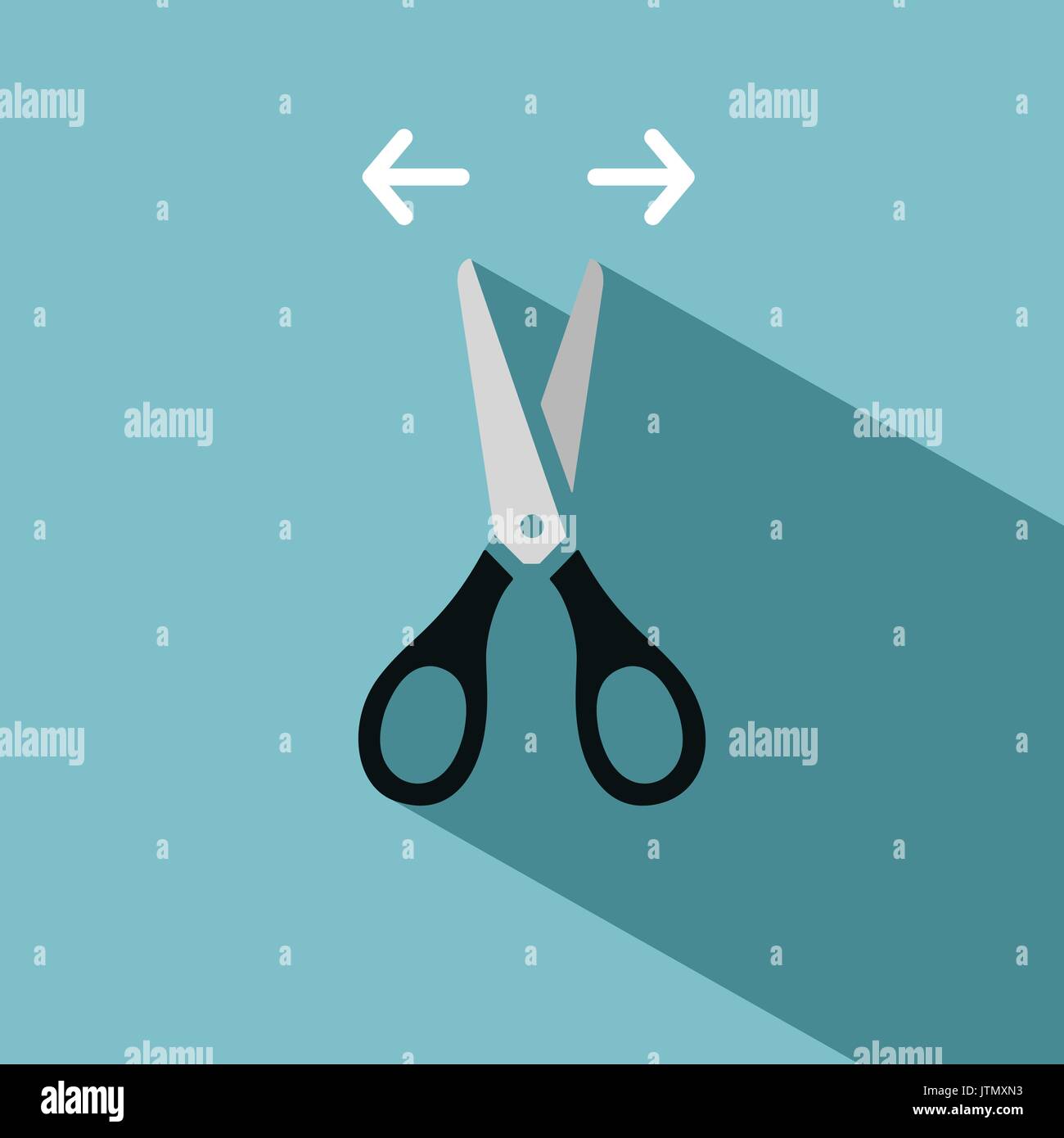 Scissors opening icon with shadow on blue background Stock Vector Image ...