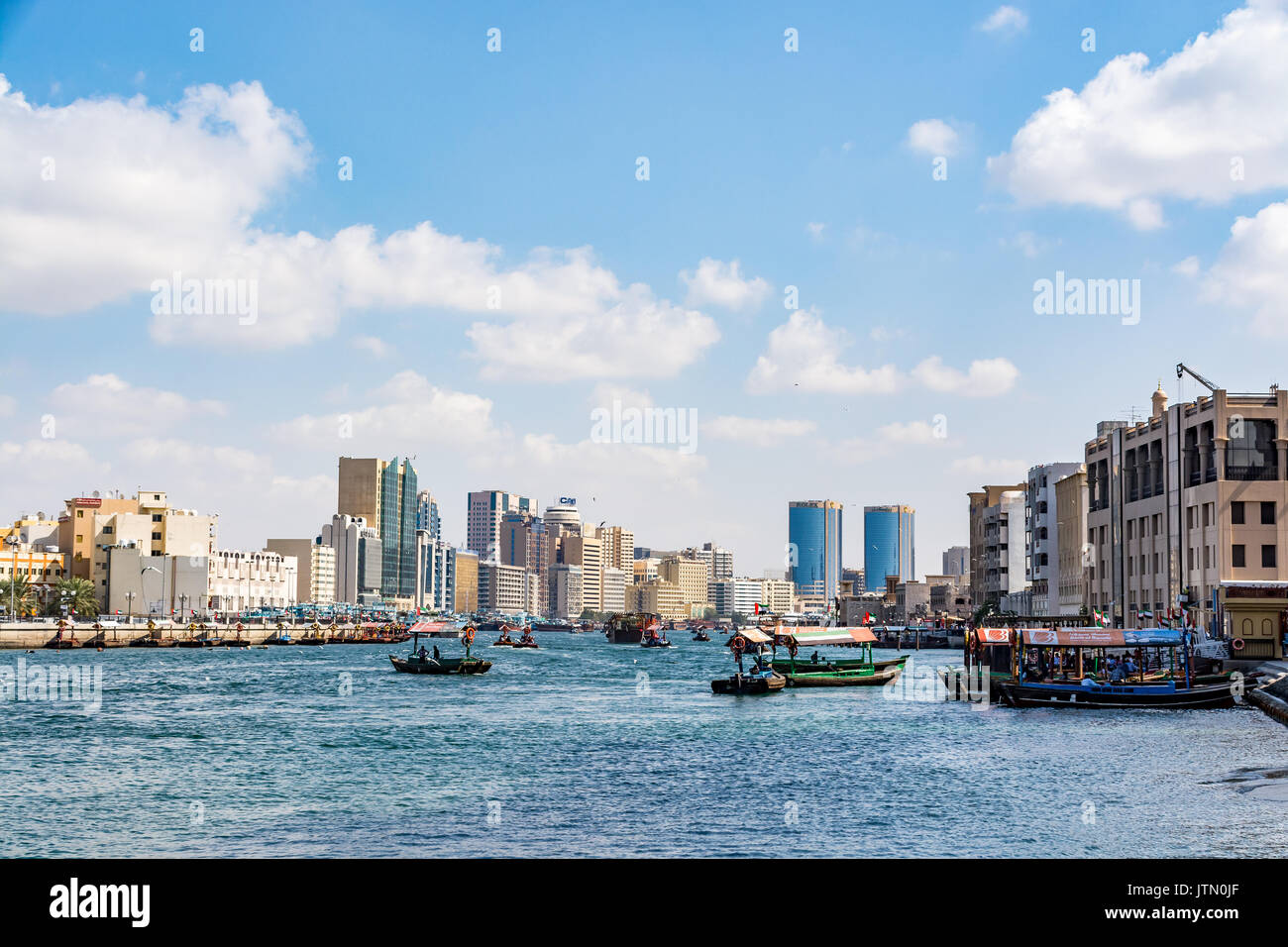 View of Dubai creek on a beautiful day, Deira district, Dubai, United ...