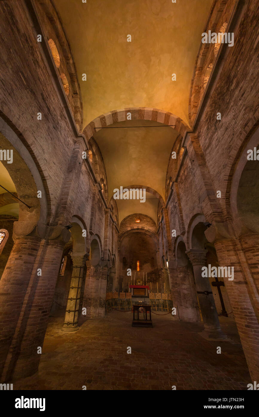 Romanesque nave,Basilica of Santo Stefano, Sette Chiese, Seven Churches ...