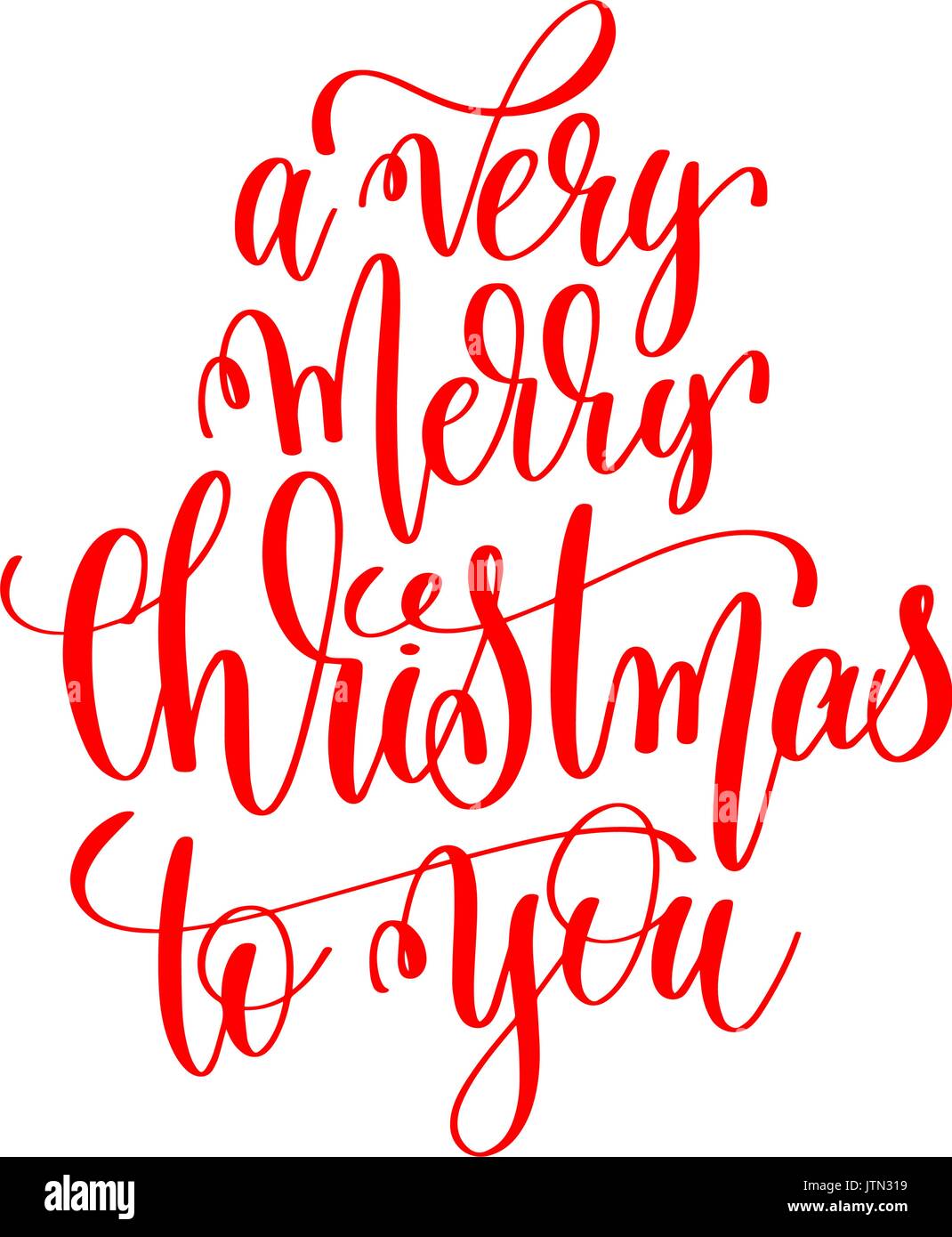 a very merry christmas to you red hand lettering inscription to Stock ...