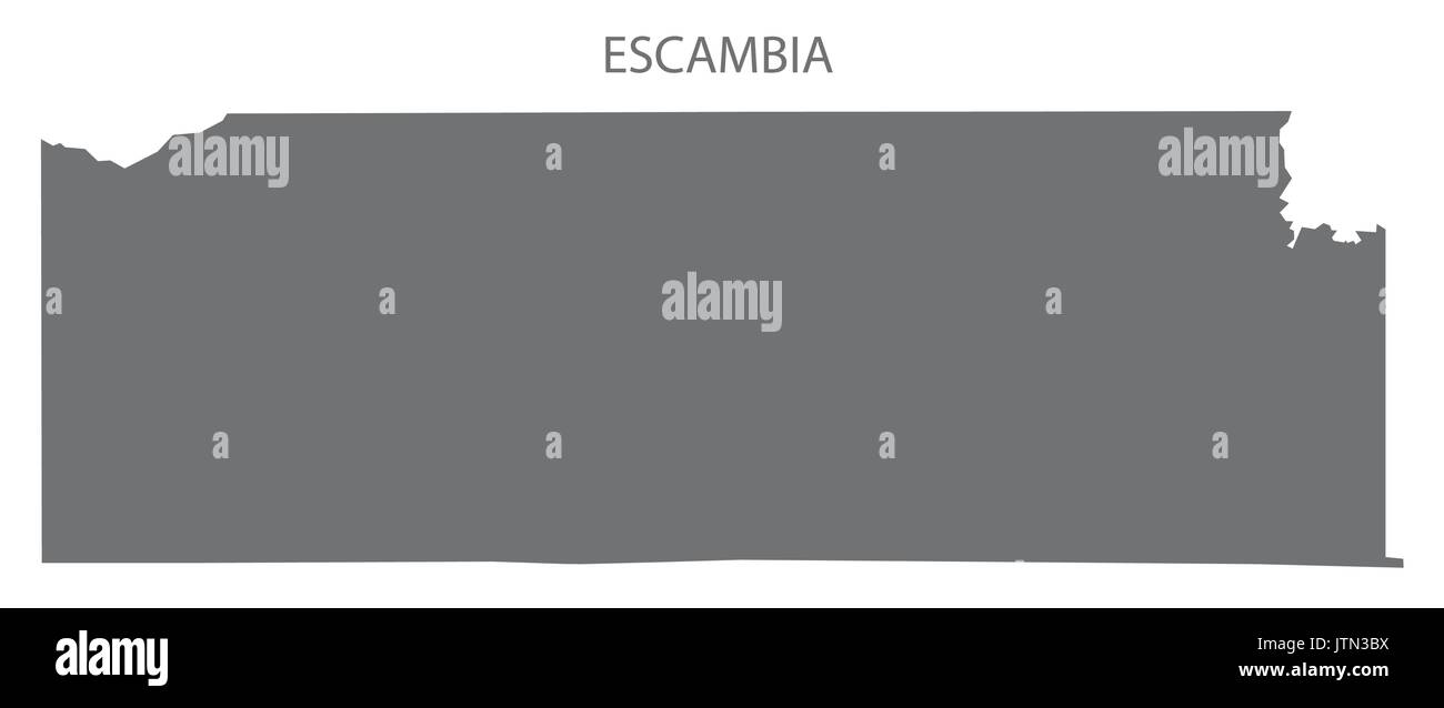 Escambia county map of Alabama USA grey illustration silhouette Stock ...
