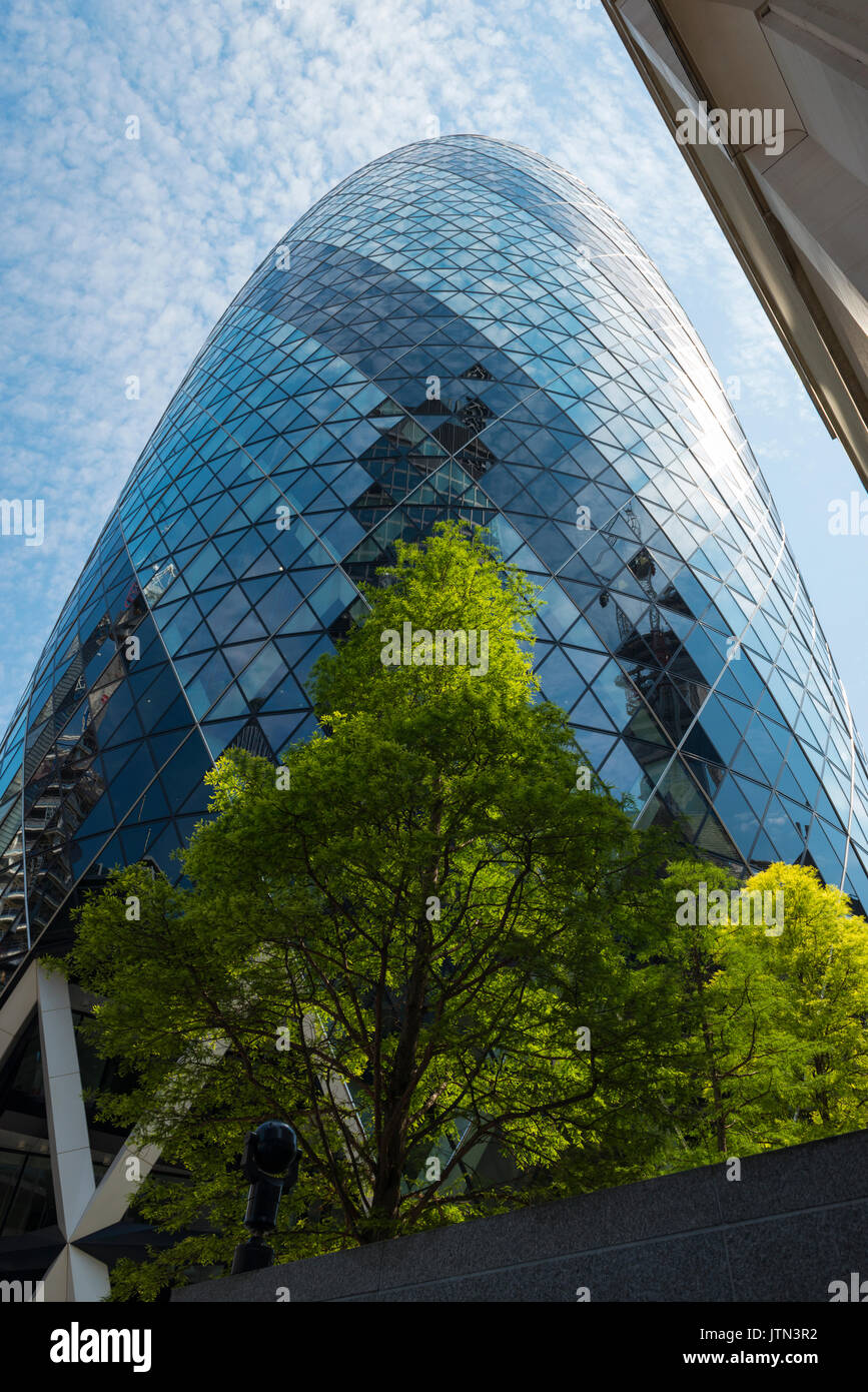 UK London City 30 St Mary Axe The Gherkin Swiss Re Building built 2003 ...
