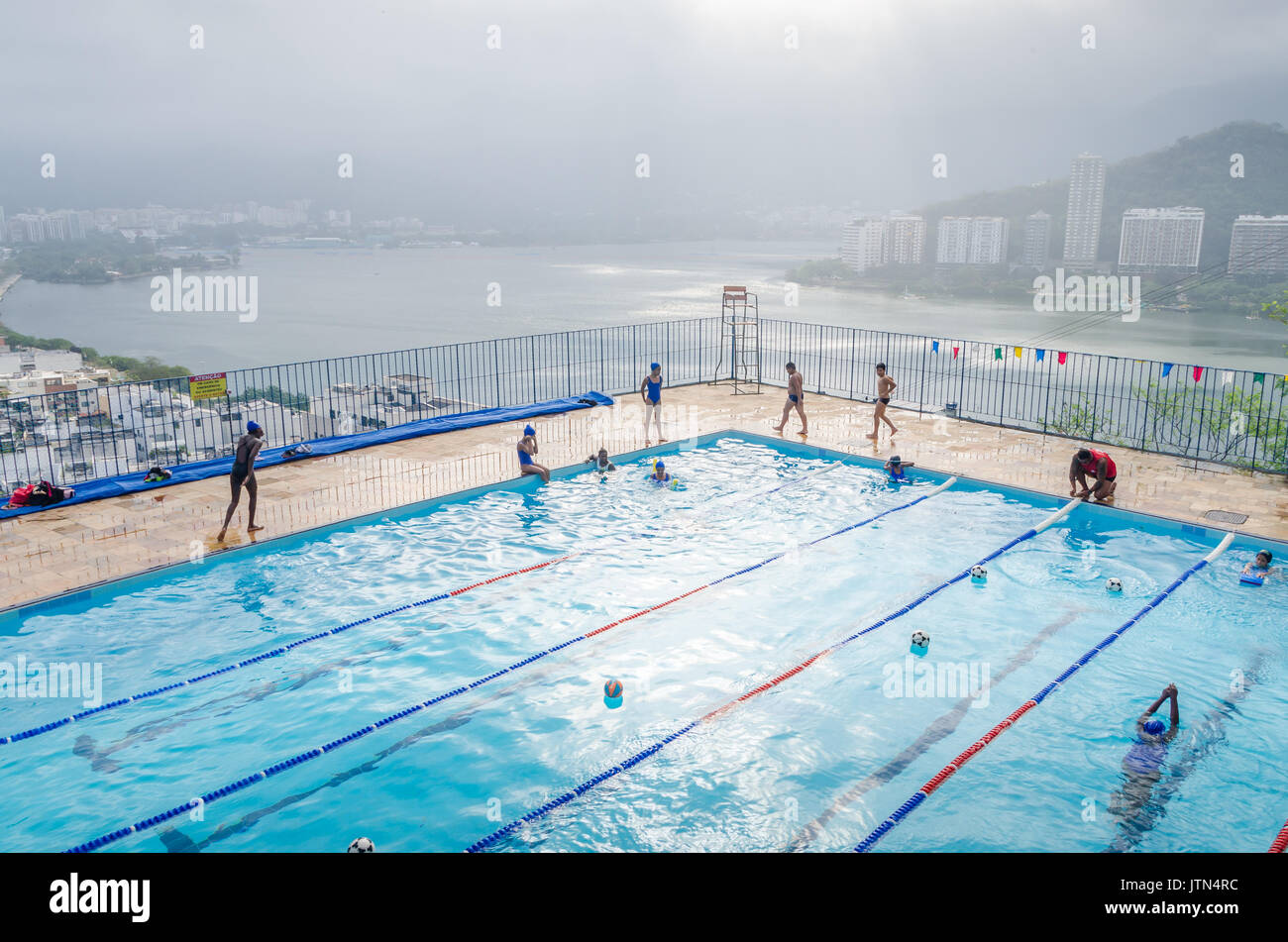 Swimming pool at Pavao Pavaozinho favela in Rio de Janeiro, Brazil ...