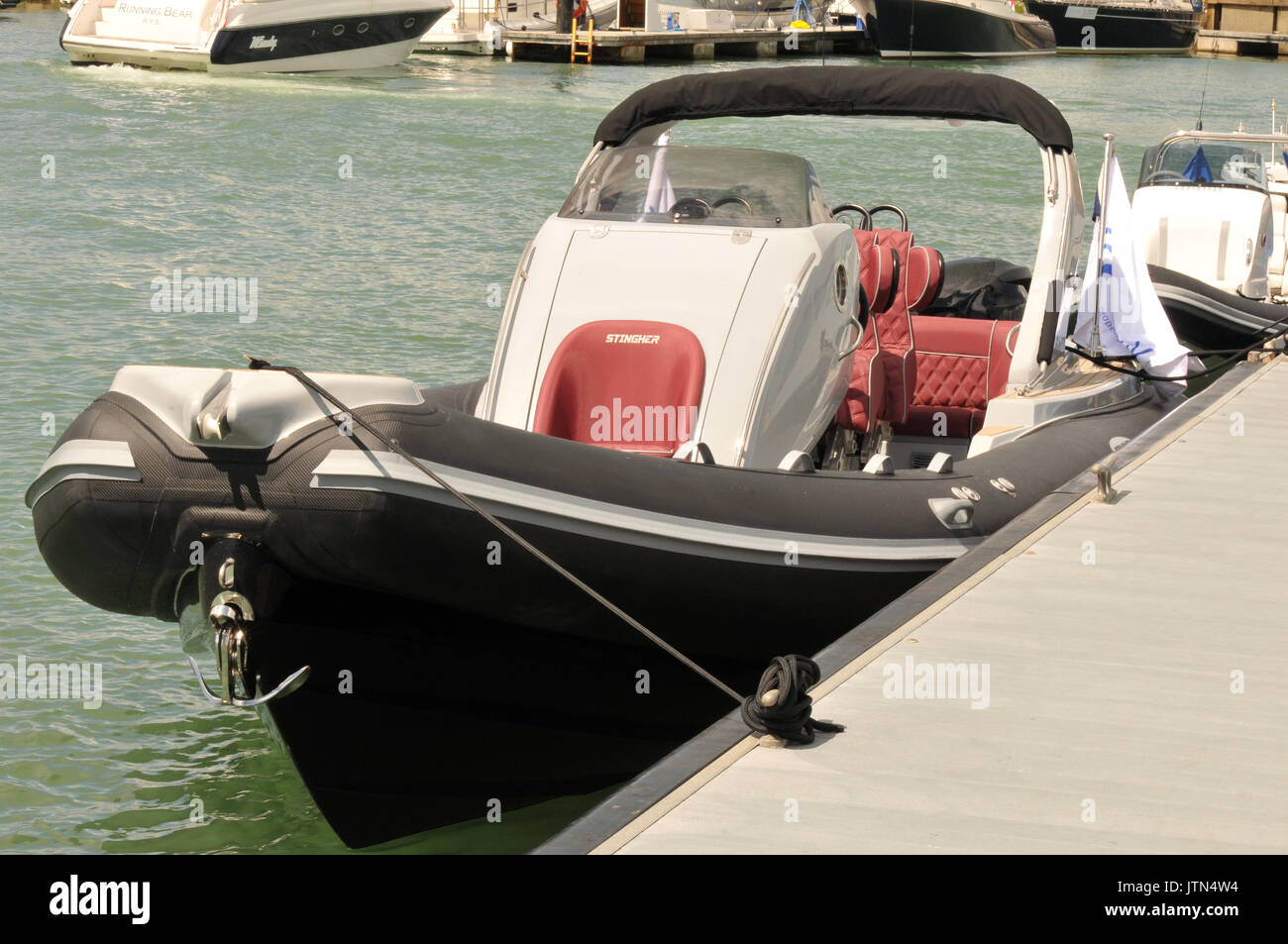 fast rib or rigid inflatable boat with two 2 large 200hp horsepower ...