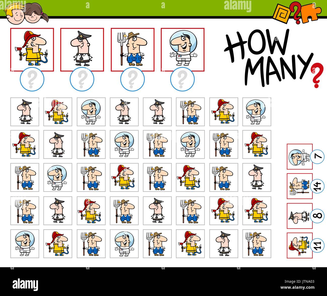 Cartoon Illustration of Educational How Many Counting Activity for ...