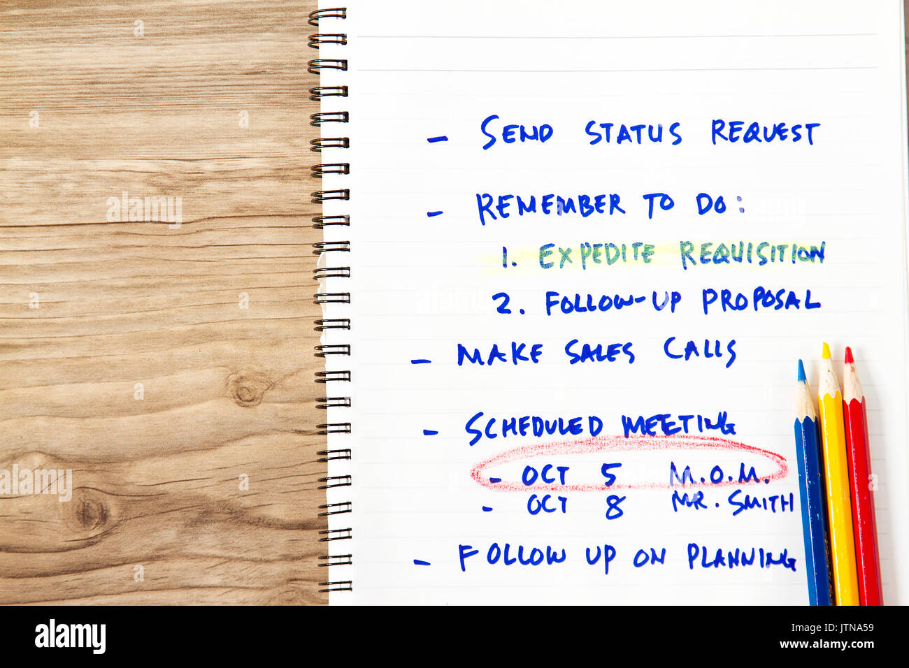 Personal notes concept with notation on mostly follow-up and reminders ...