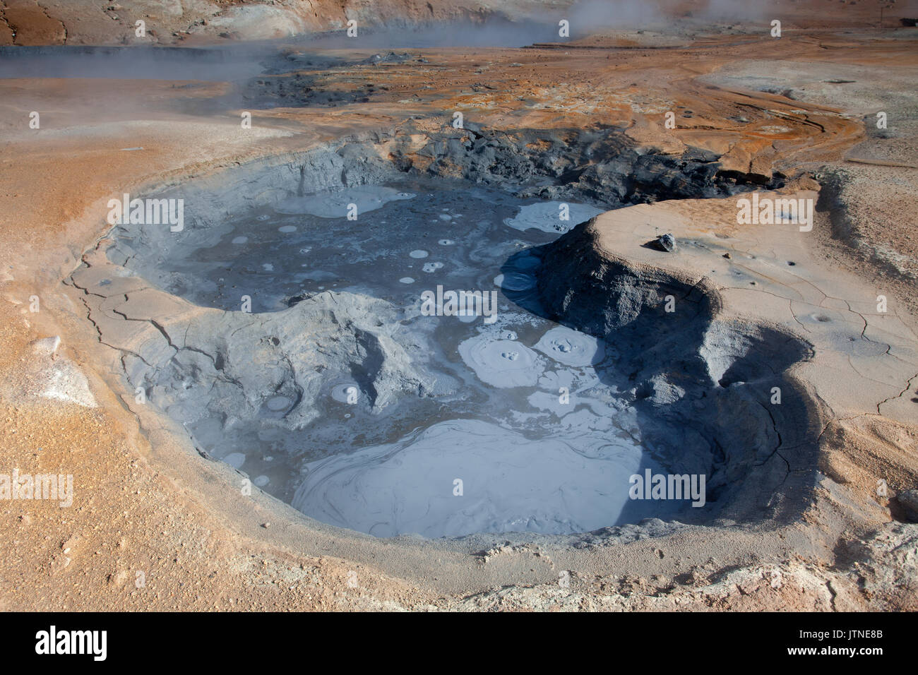Mud Pool in Hverir Geothermal Area Stock Photo - Alamy