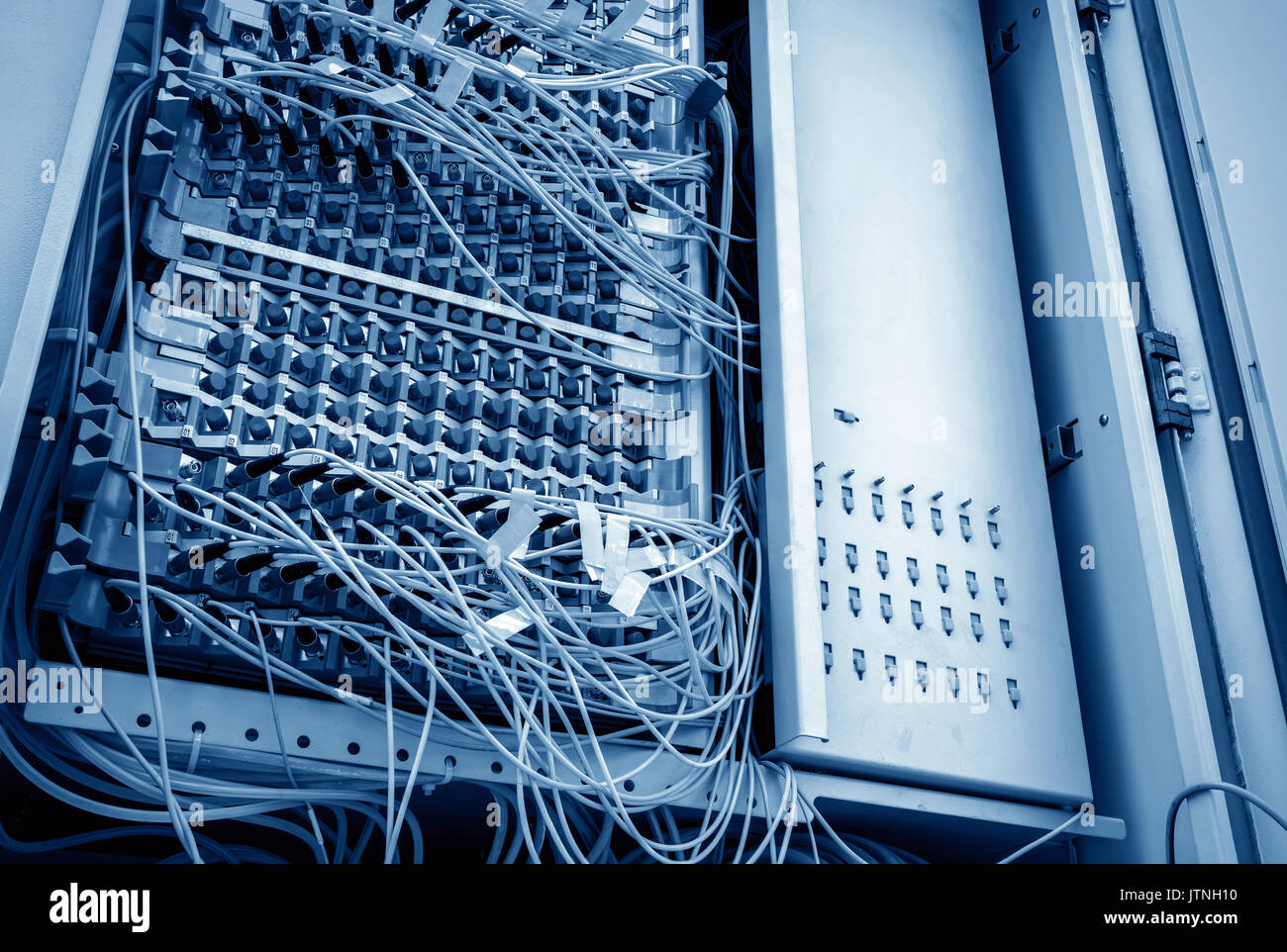 Line-intensive cable transfer box, blue tone map Stock Photo - Alamy
