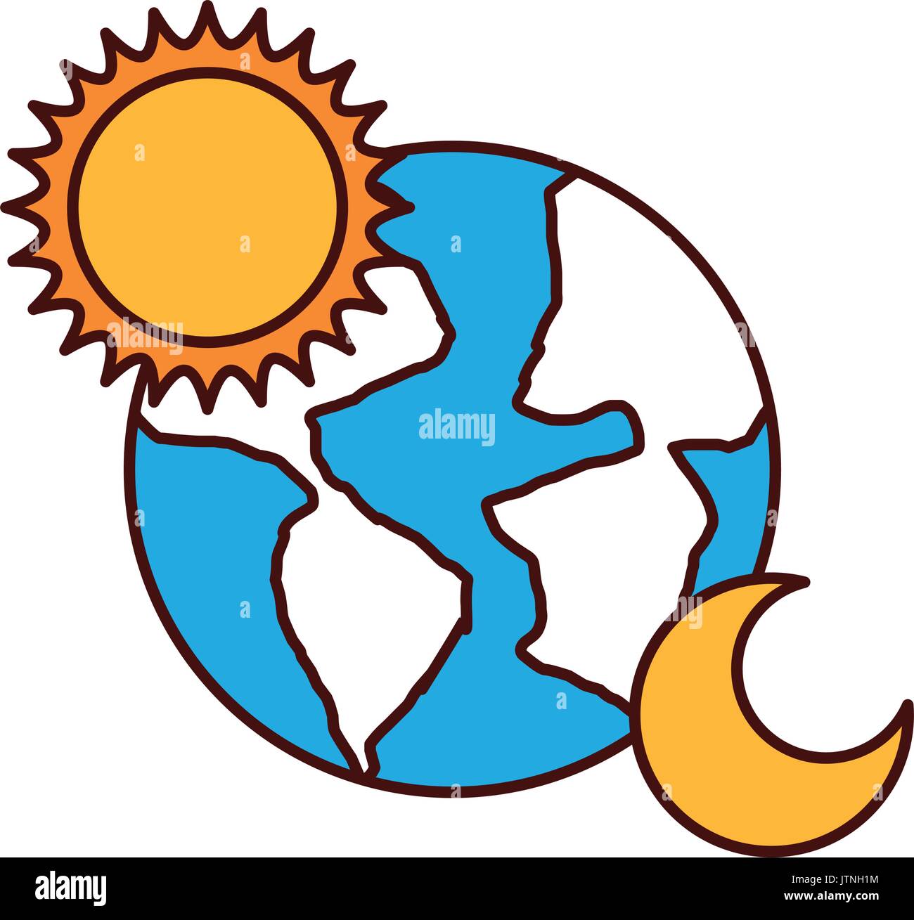 world planet earth with sun and moon Stock Vector Image & Art - Alamy