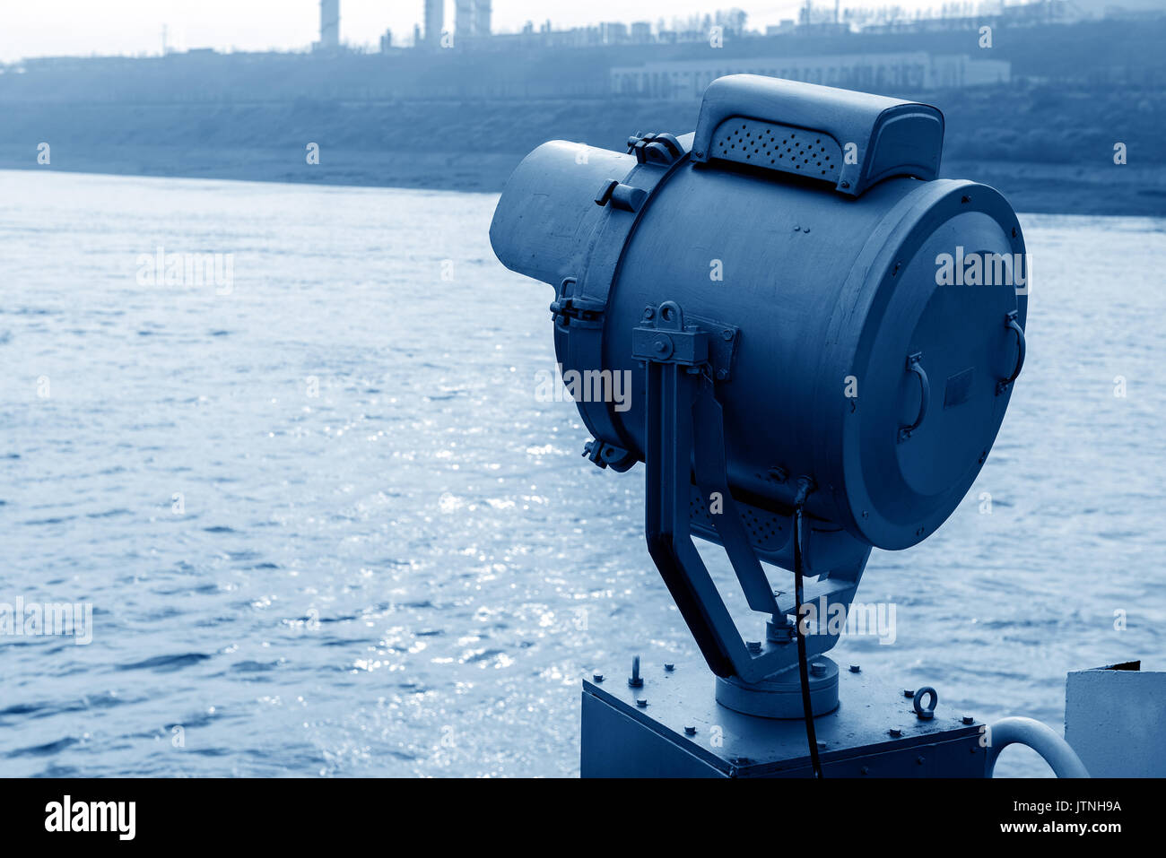Large cruise ship bow, searchlight close-up, China Chongqing Yangtze ...