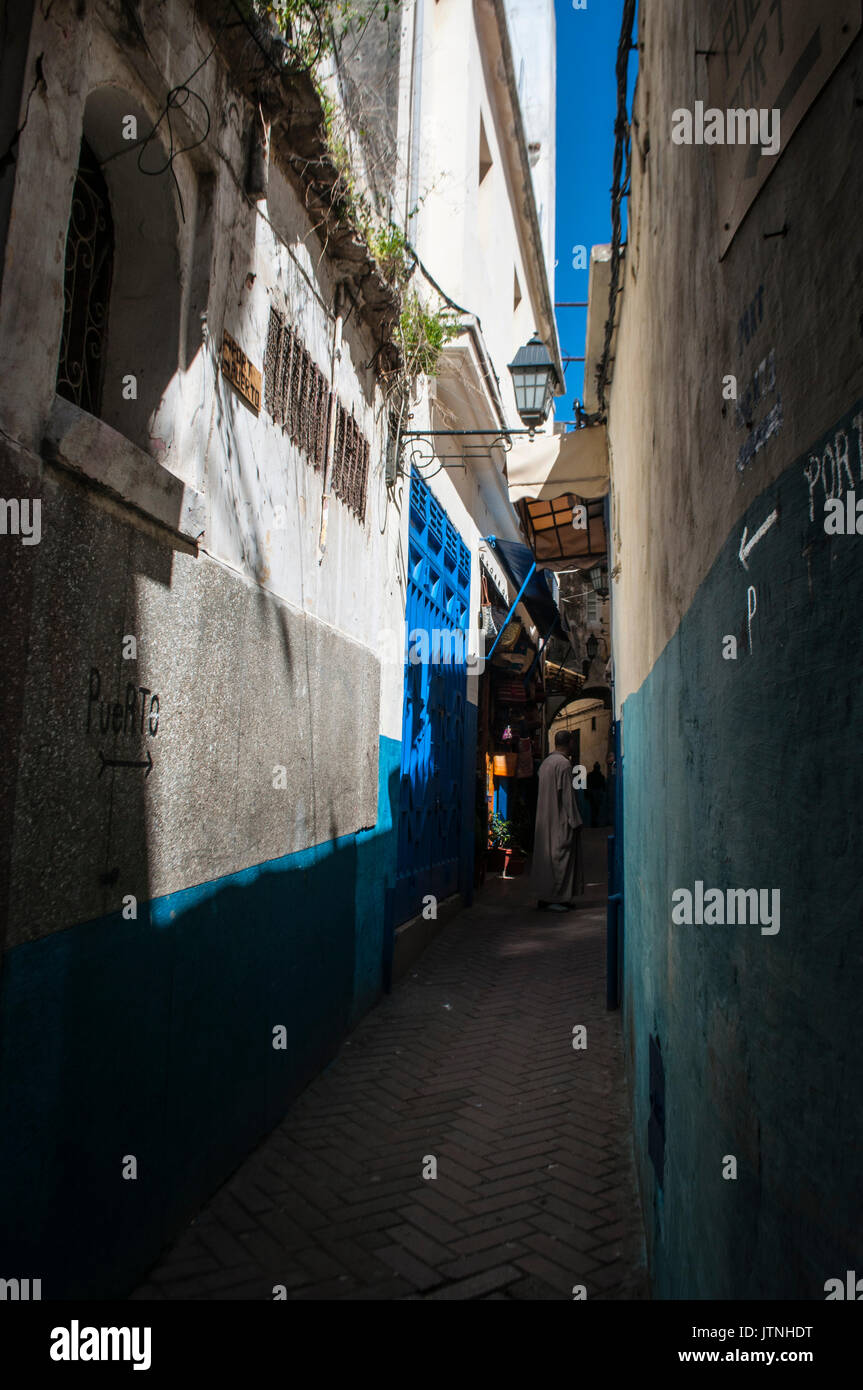Morocco: people in the narrow alleys of Tangier, city on the Maghreb ...