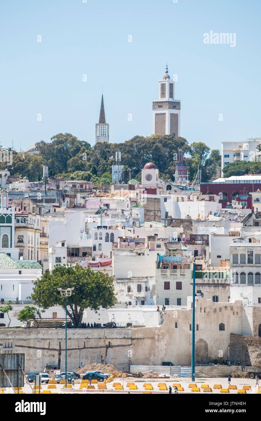 Port and skyline of Tangier, city on the Maghreb coast at the western ...