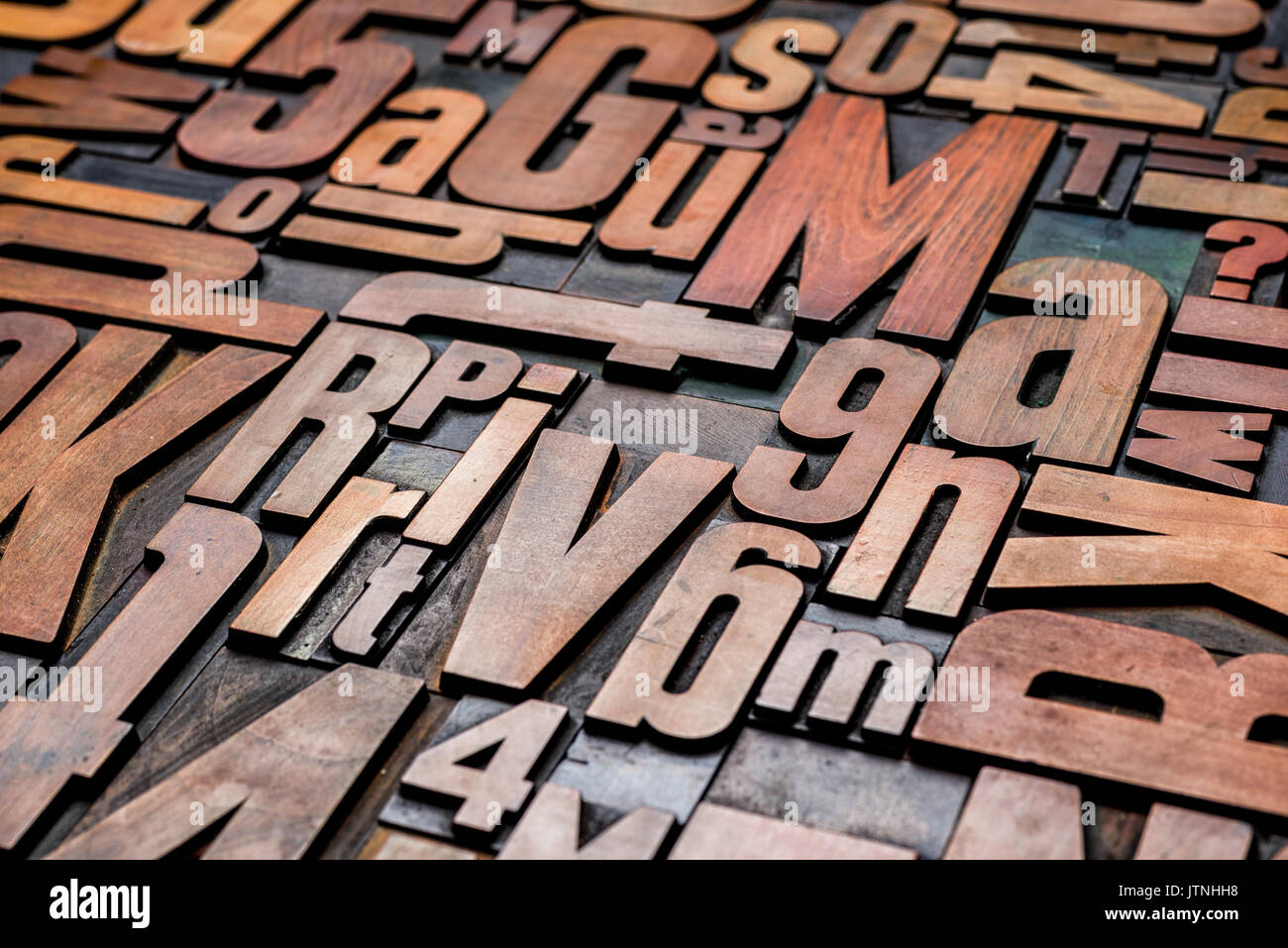 Old letterpress wood type printing blocks Stock Photo - Alamy