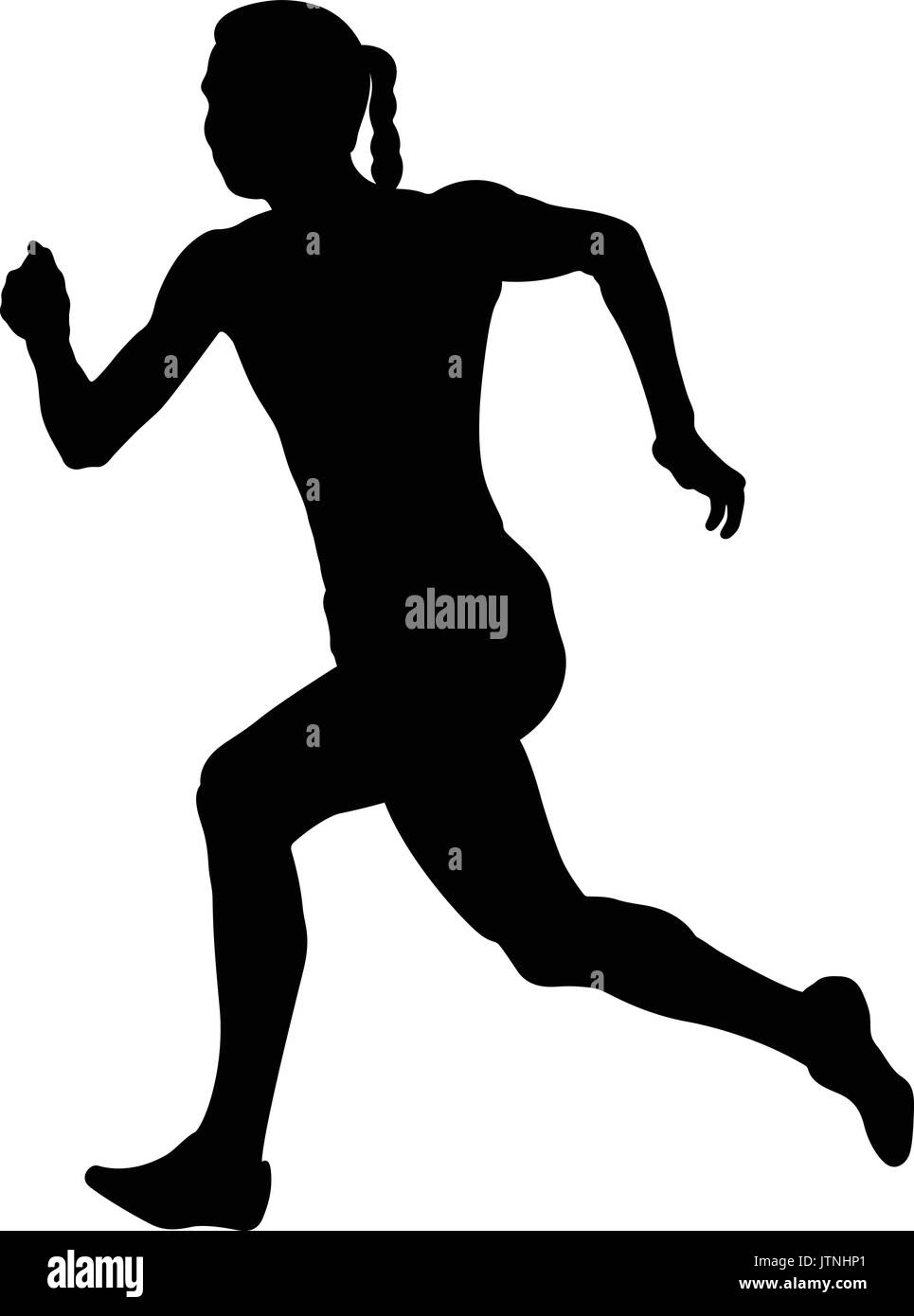 girl sprinter athlete fast running black silhouette Stock Vector Image ...