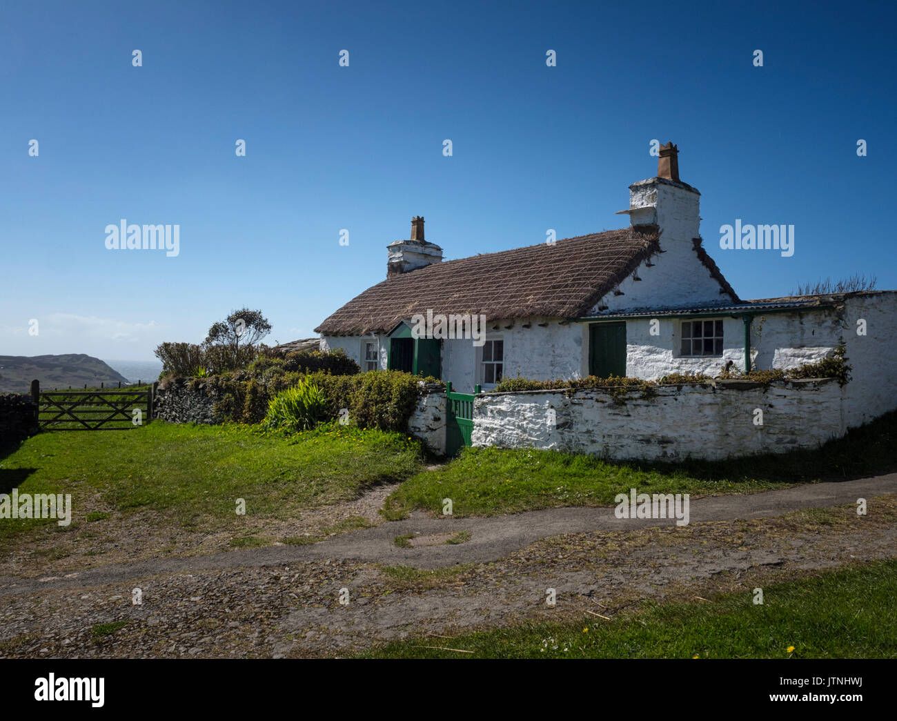 Traditional Manx cottage in Cregneash, a small village in the south ...