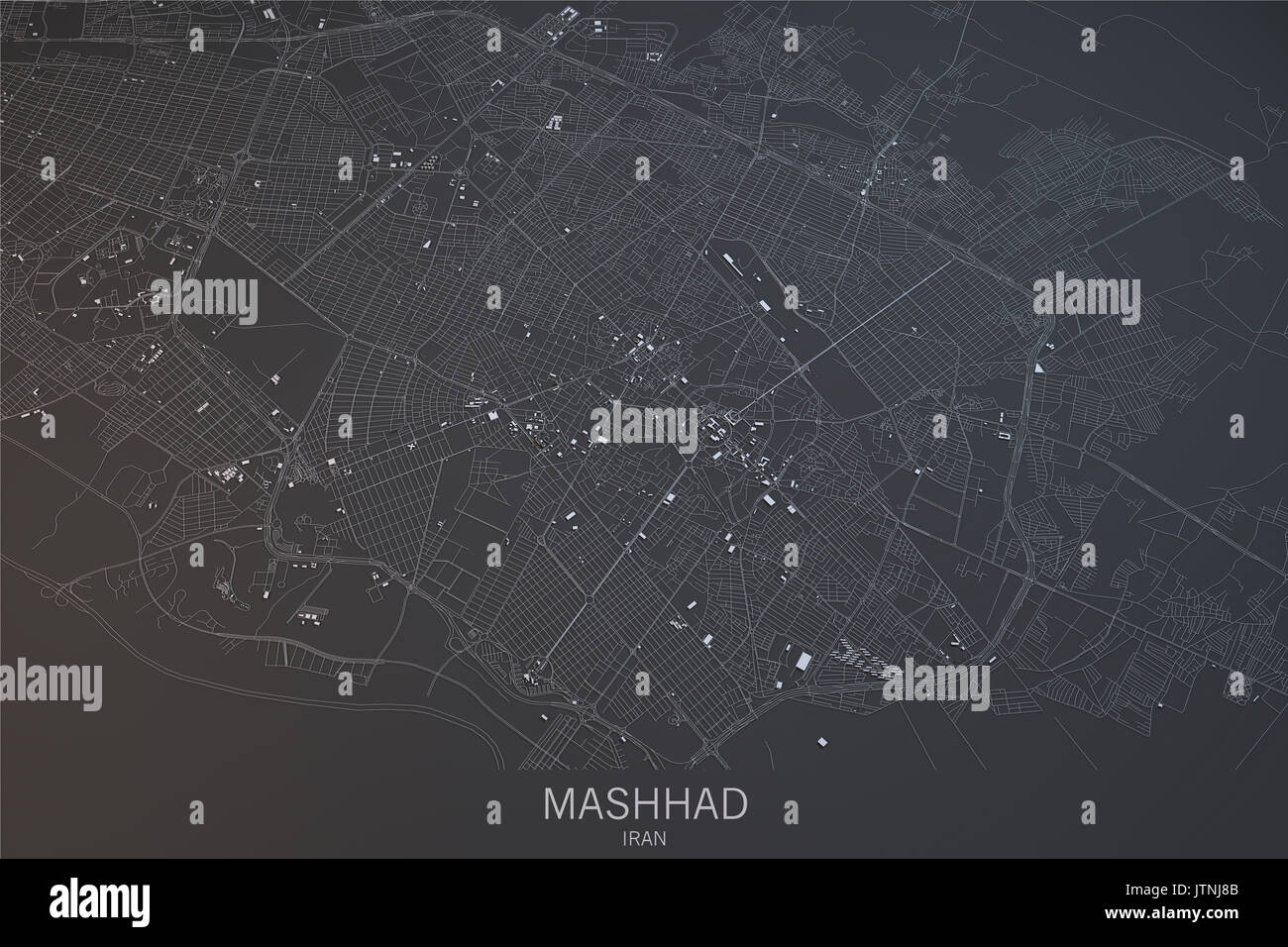 Mashhad map, satellite view, city, Iran Stock Photo - Alamy