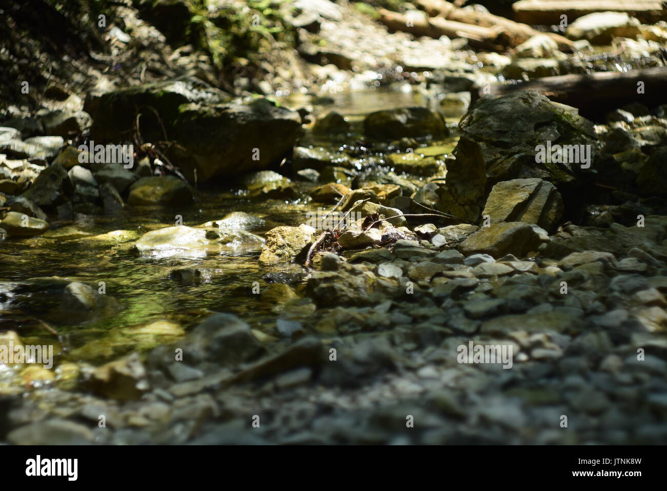 The river flows through pebbles Stock Photo - Alamy