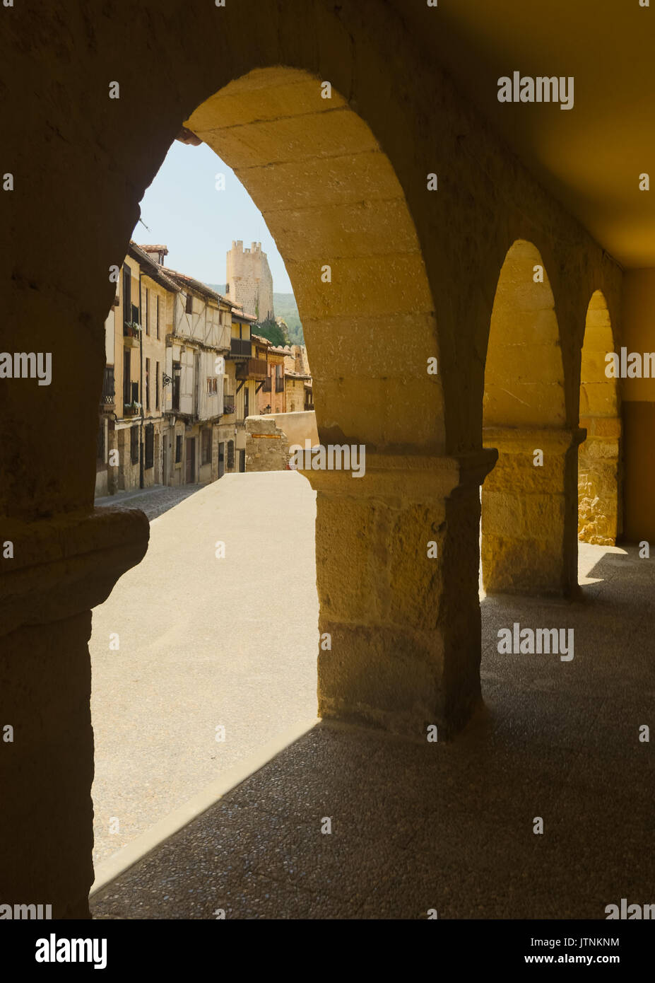 View of Frias castle from arches. Province of Burgos, Castile and Leon ...