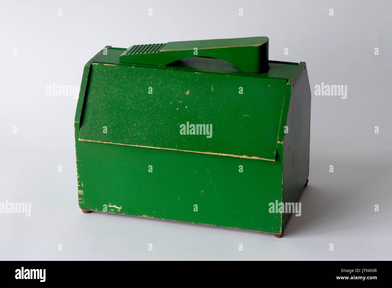 Vintage shoebox for cleaning shoes, made by wood, painted green Stock ...