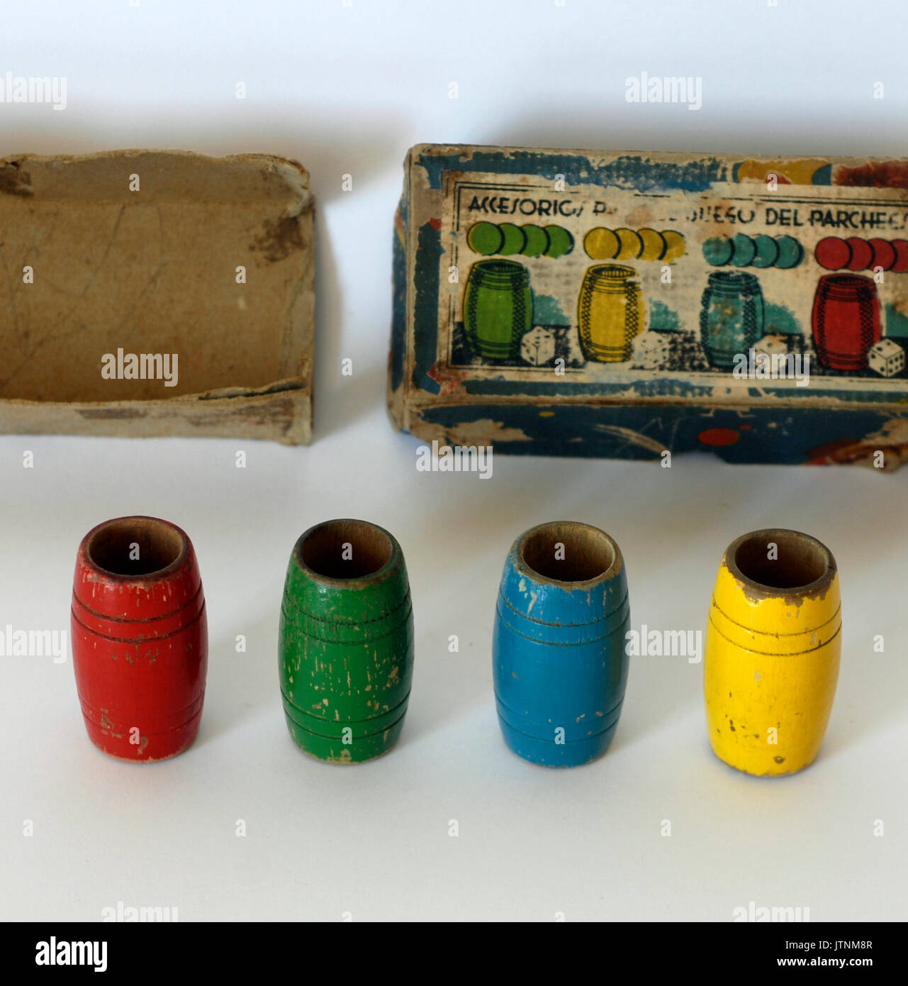 Vintage wooden beaker for table game Parchees, Made in Spain Stock ...