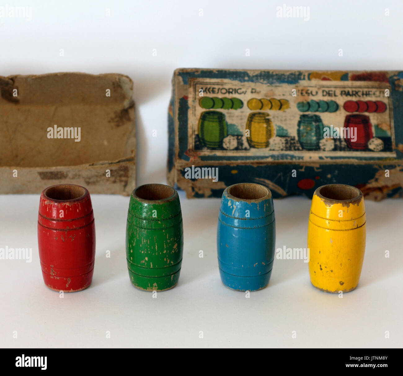 Vintage wooden beaker for table game Parchees, Made in Spain Stock ...