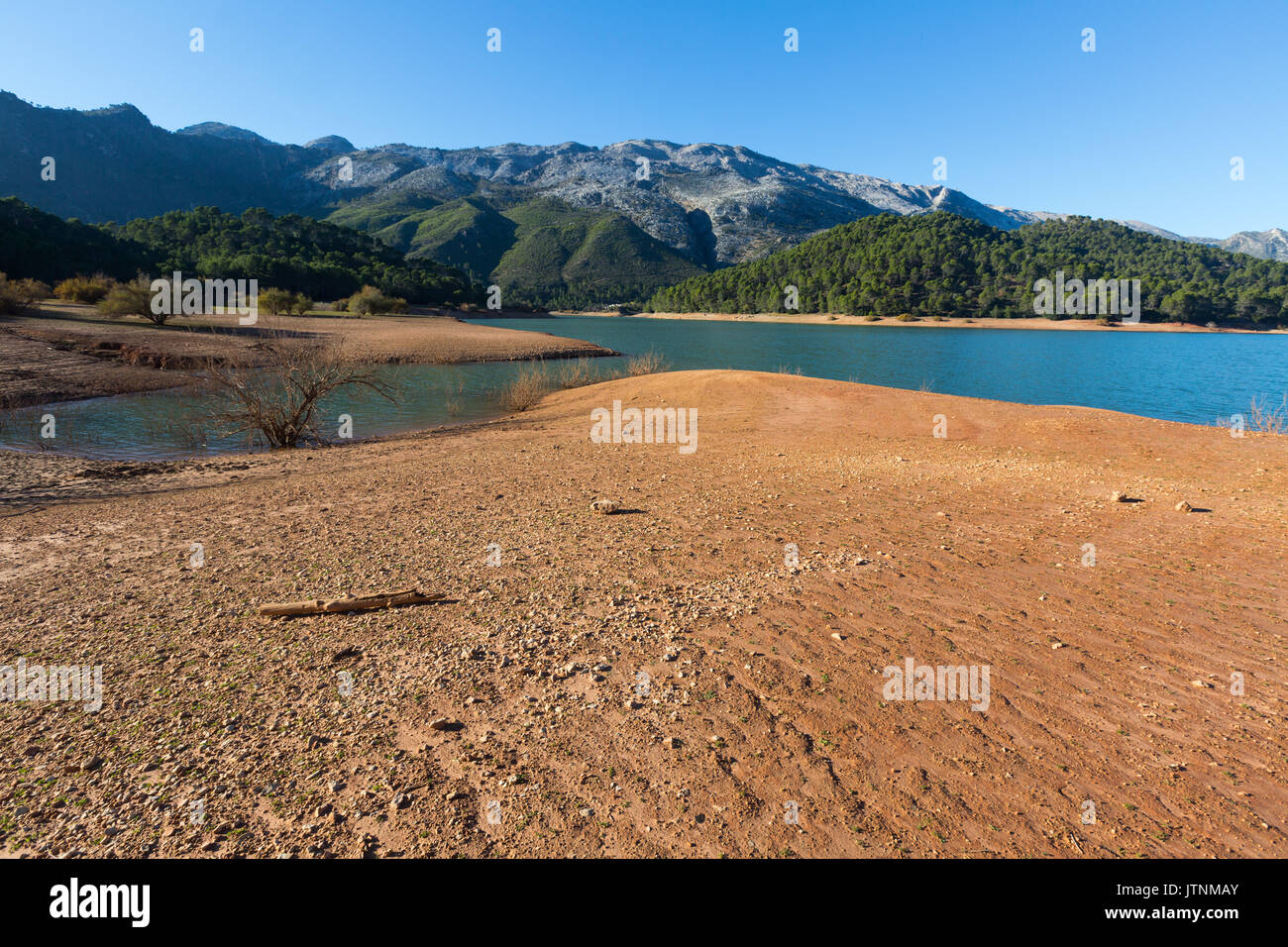 Mountains river with sand riverside. Isla Cabeza de la Vina ...