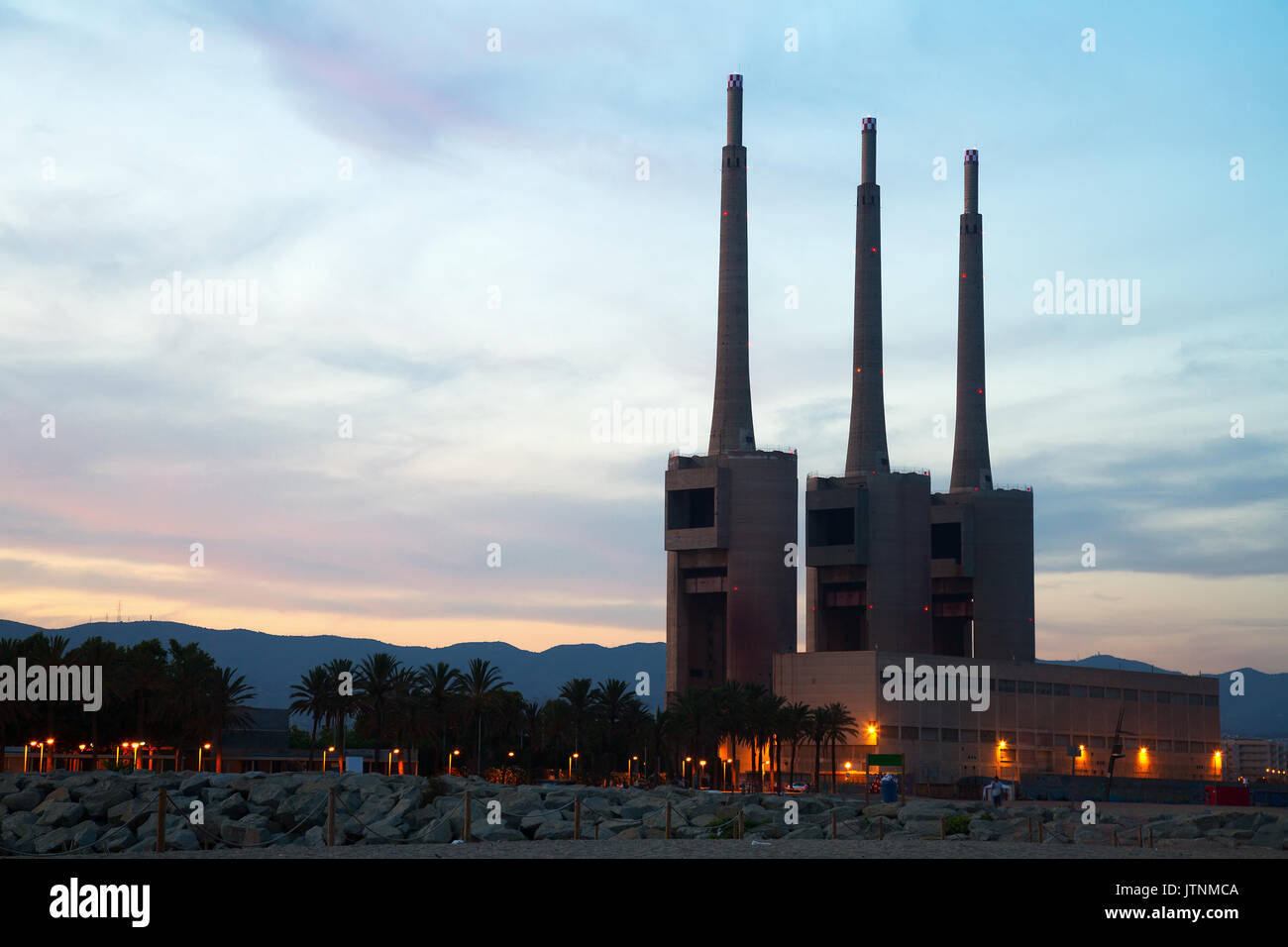 power plant in evening time Stock Photo - Alamy