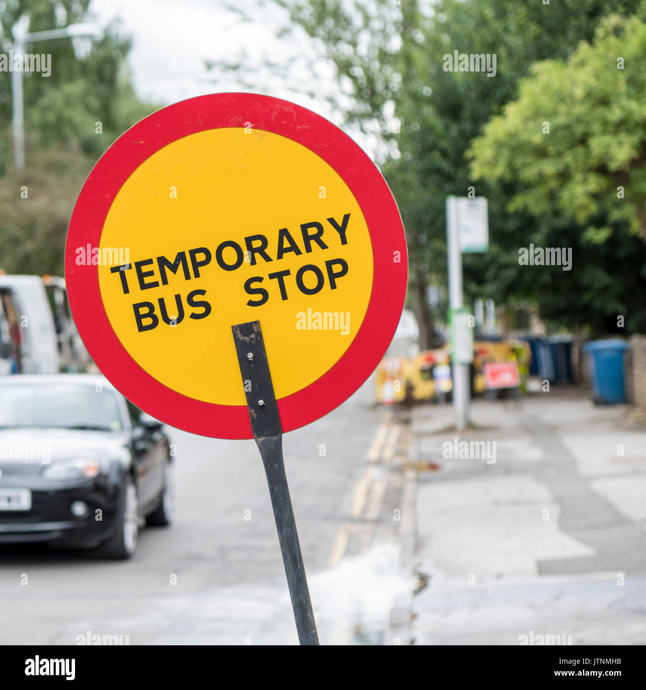 Temporary bus stop sign hi-res stock photography and images - Alamy