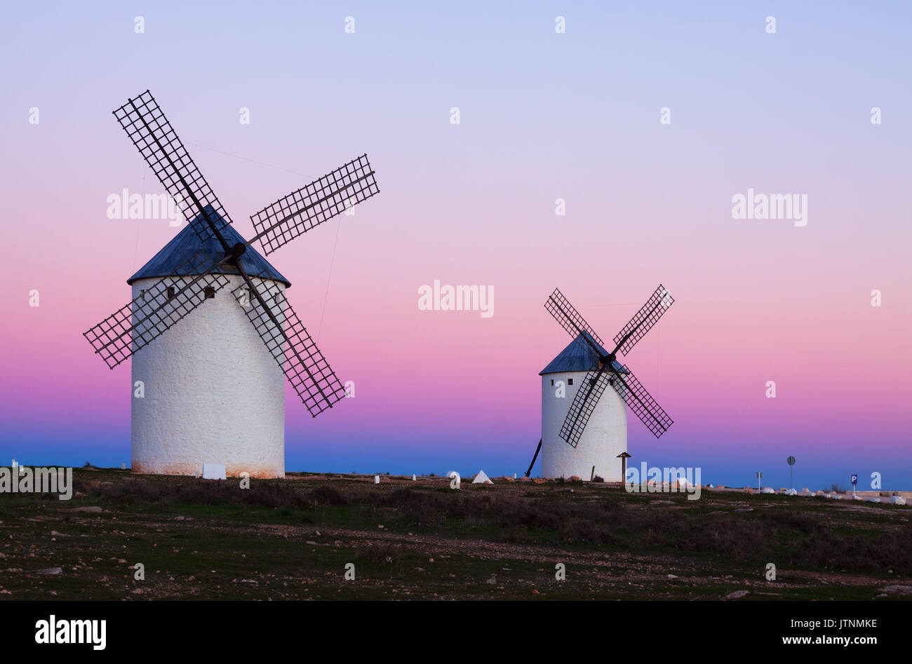 Retro windmill in field la mancha hi-res stock photography and images ...