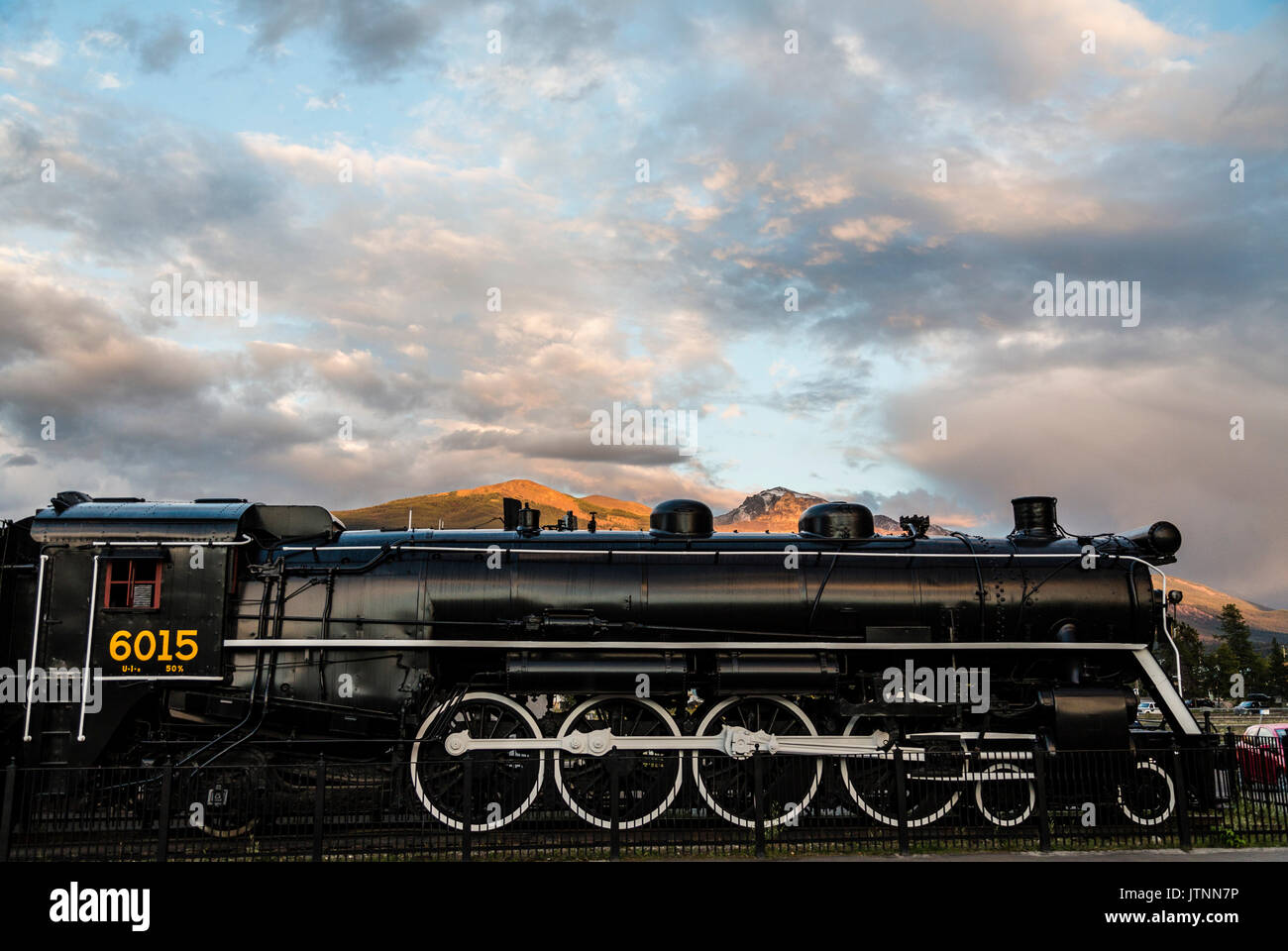 An old steam locomotive in Jasper Town Railway Station, Jasper National ...