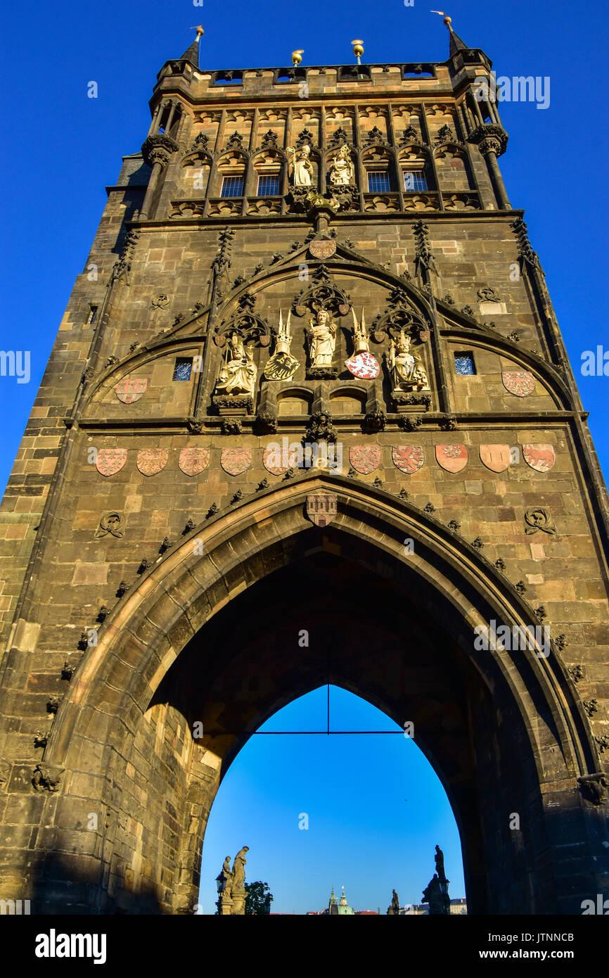 Old Town Bridge Tower on Charles Bridge in Prague, Czech Republic Stock ...