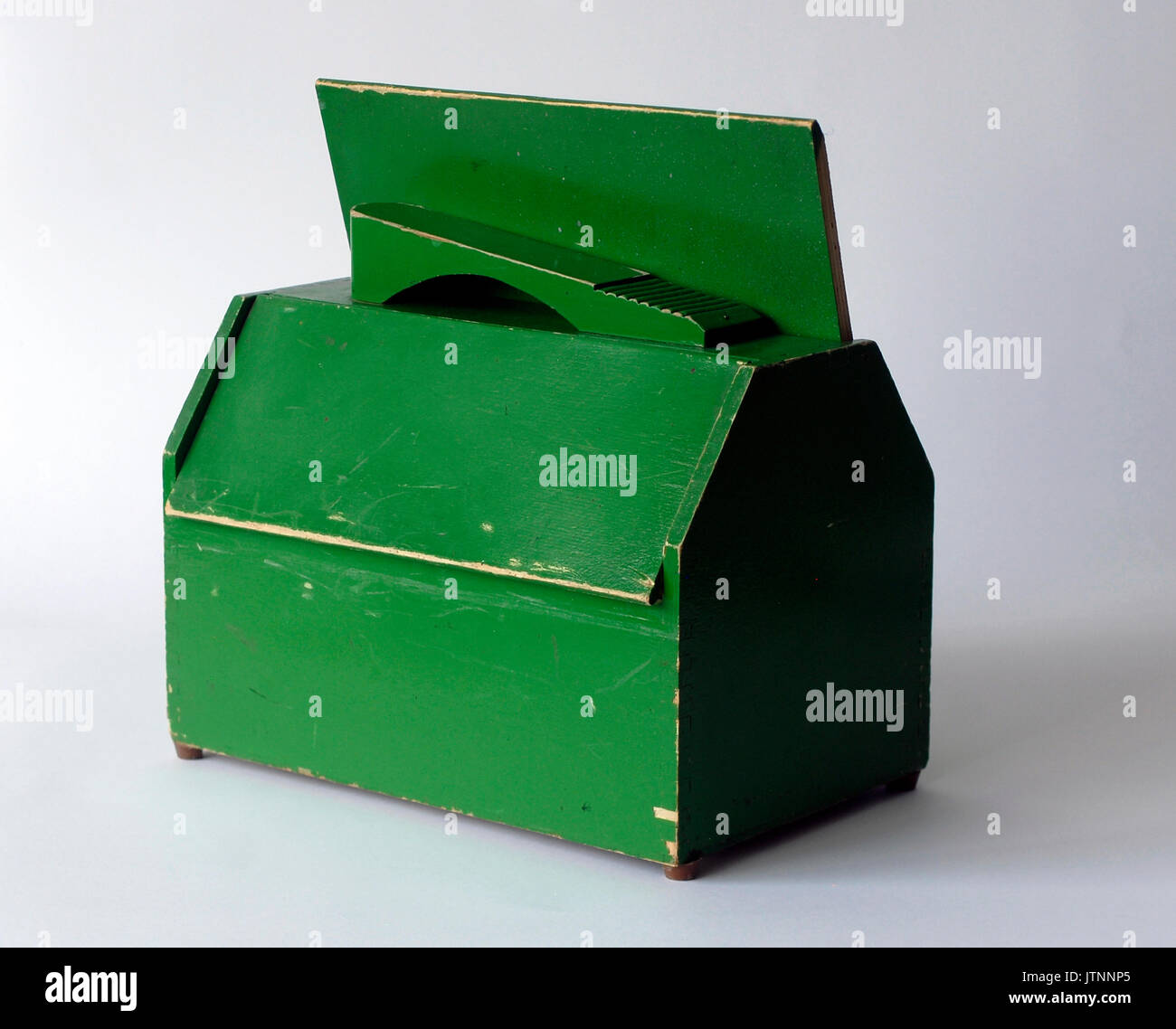 Vintage shoebox for cleaning shoes, made by wood, painted green Stock ...